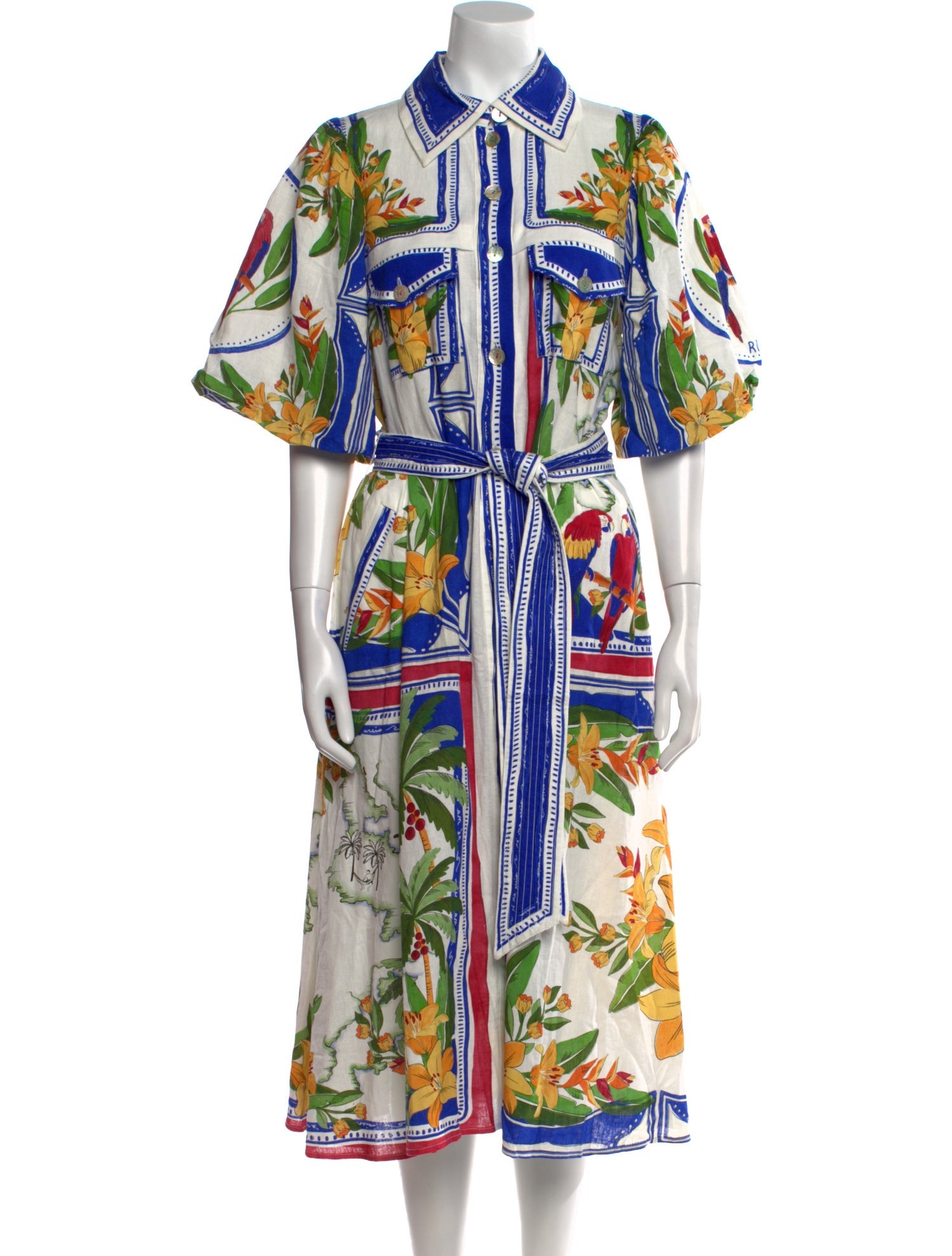Farm Rio Linen Midi Length Dress - Dresses, Clothing - WFARM77537 | The ...