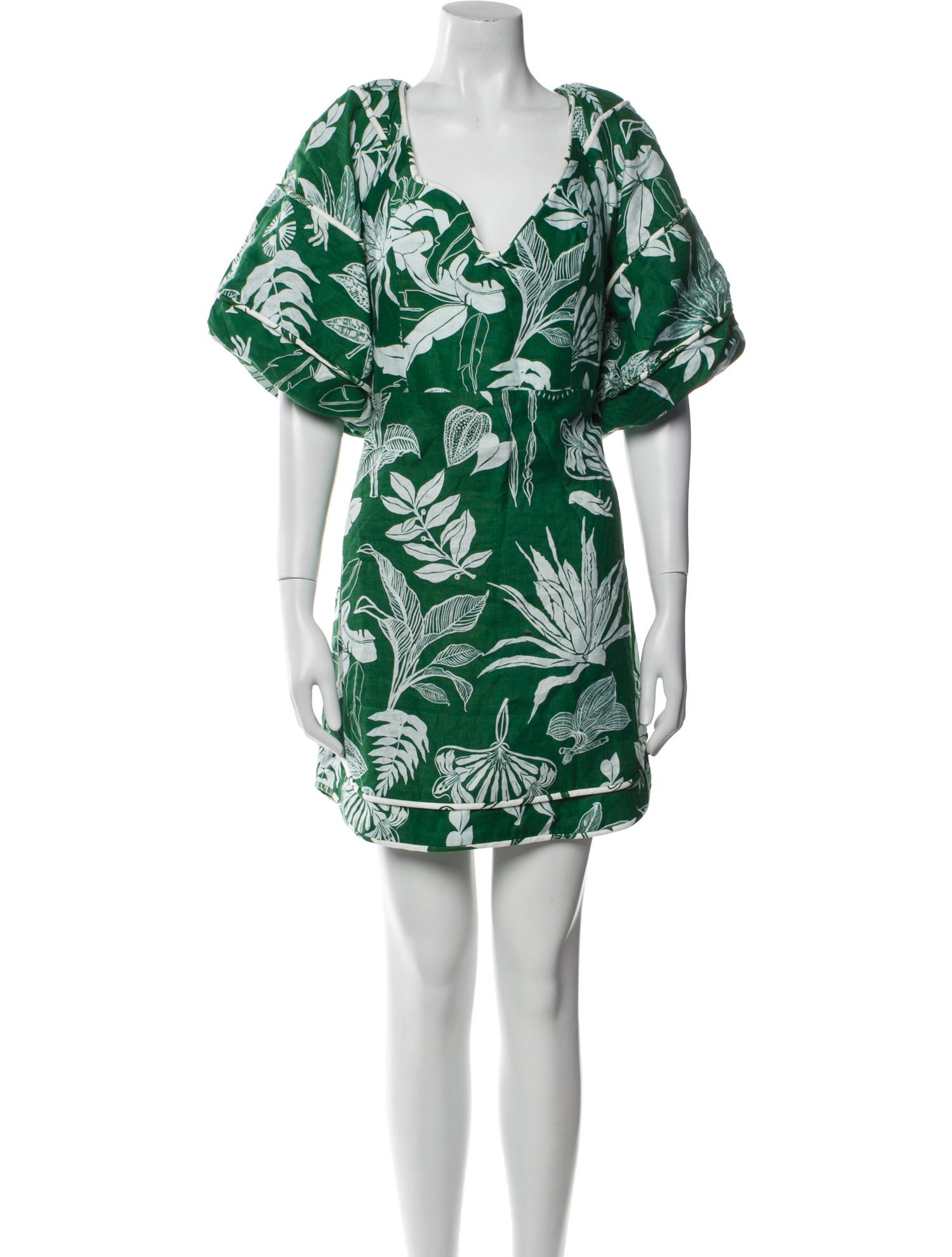 Farm Rio Linen Mini Dress - Green Dresses, Clothing - WFARM79092 | The ...