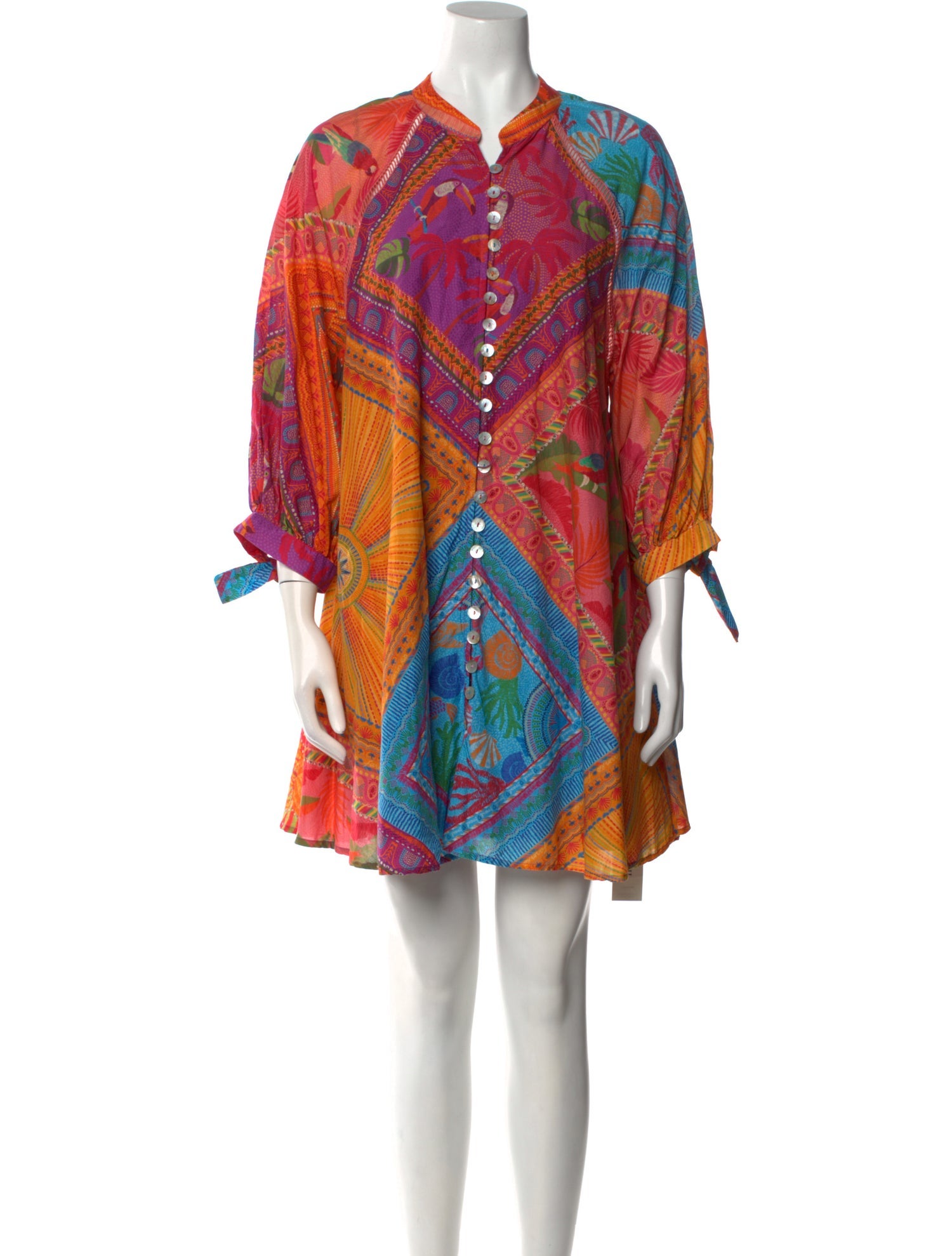 Farm Rio Printed Mini Dress - Neutrals Dresses, Clothing - WFARM80879 ...