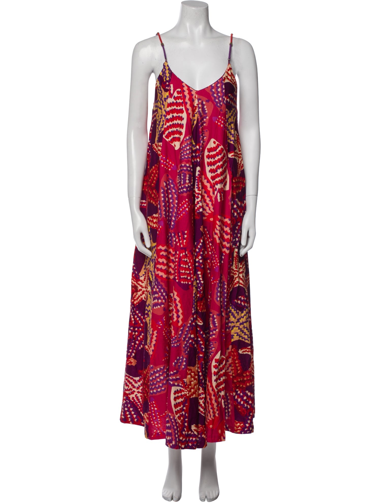 Farm Rio Printed Long Dress - Red Dresses, Clothing - WFARM82880 | The ...