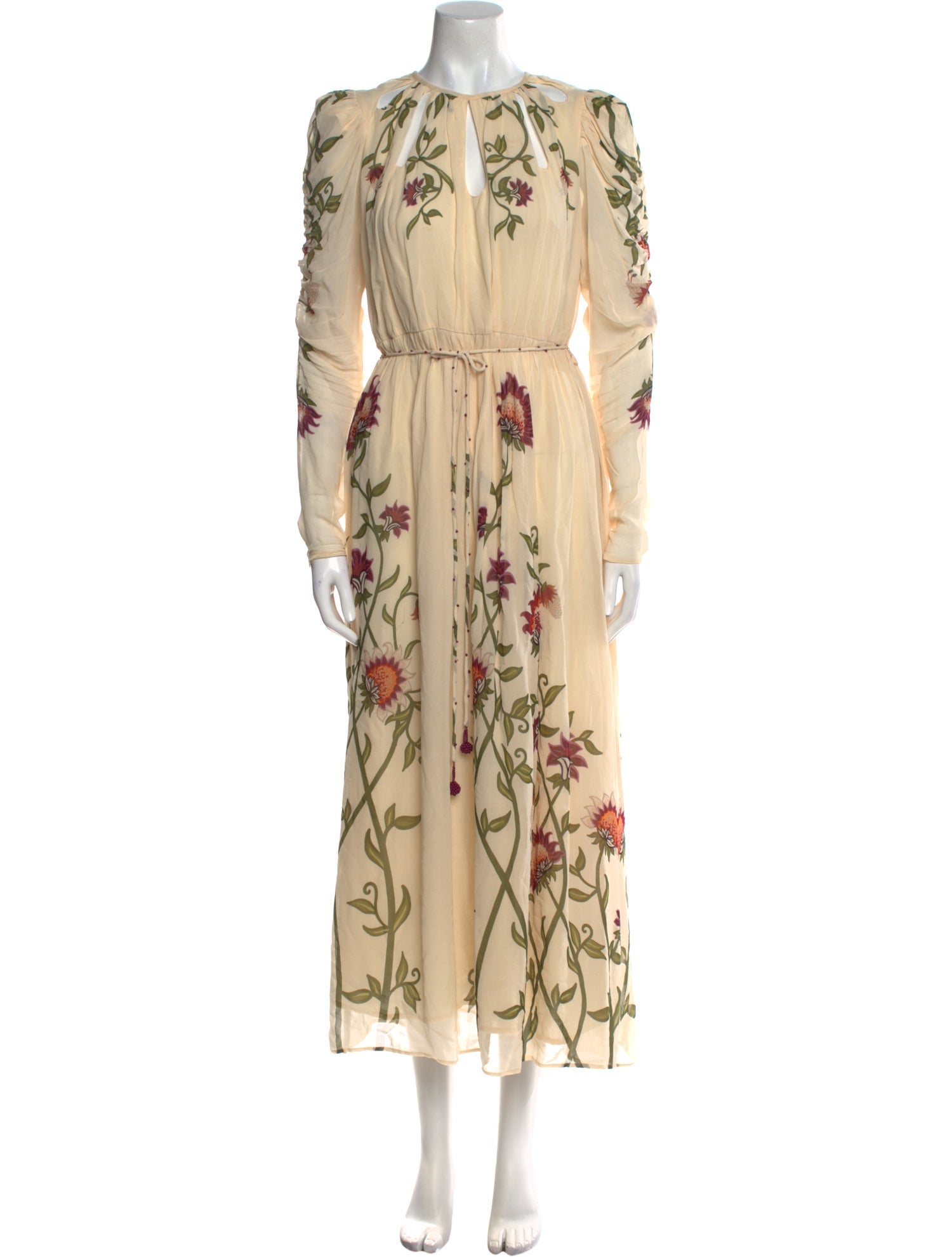 Farm Rio Floral Print Midi Length Dress - Neutrals Dresses, Clothing ...