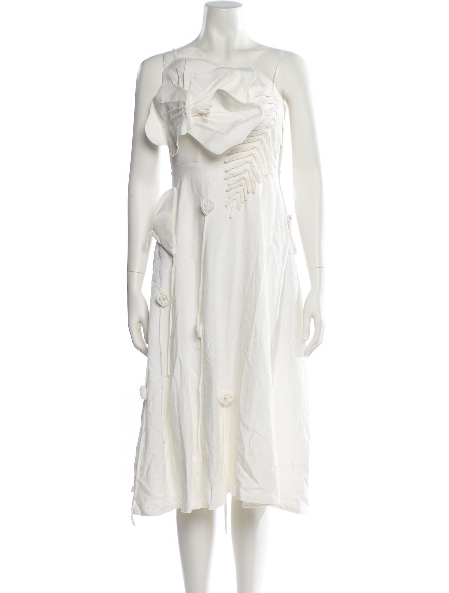 Farm Rio Linen Midi Length Dress - White Dresses, Clothing - WFARM83248 ...