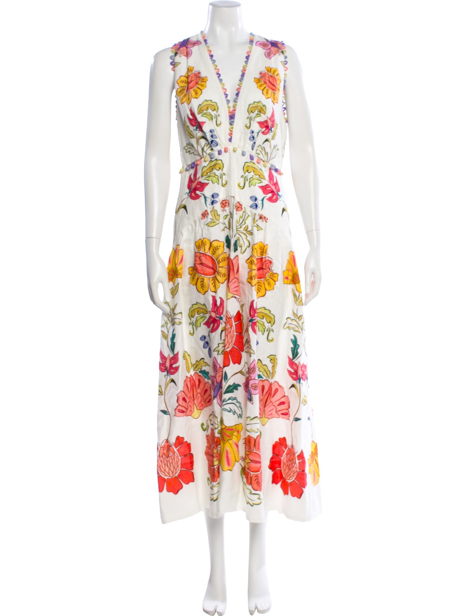 Farm Rio Linen Long Dress w/ Tags - White Dresses, Clothing ...