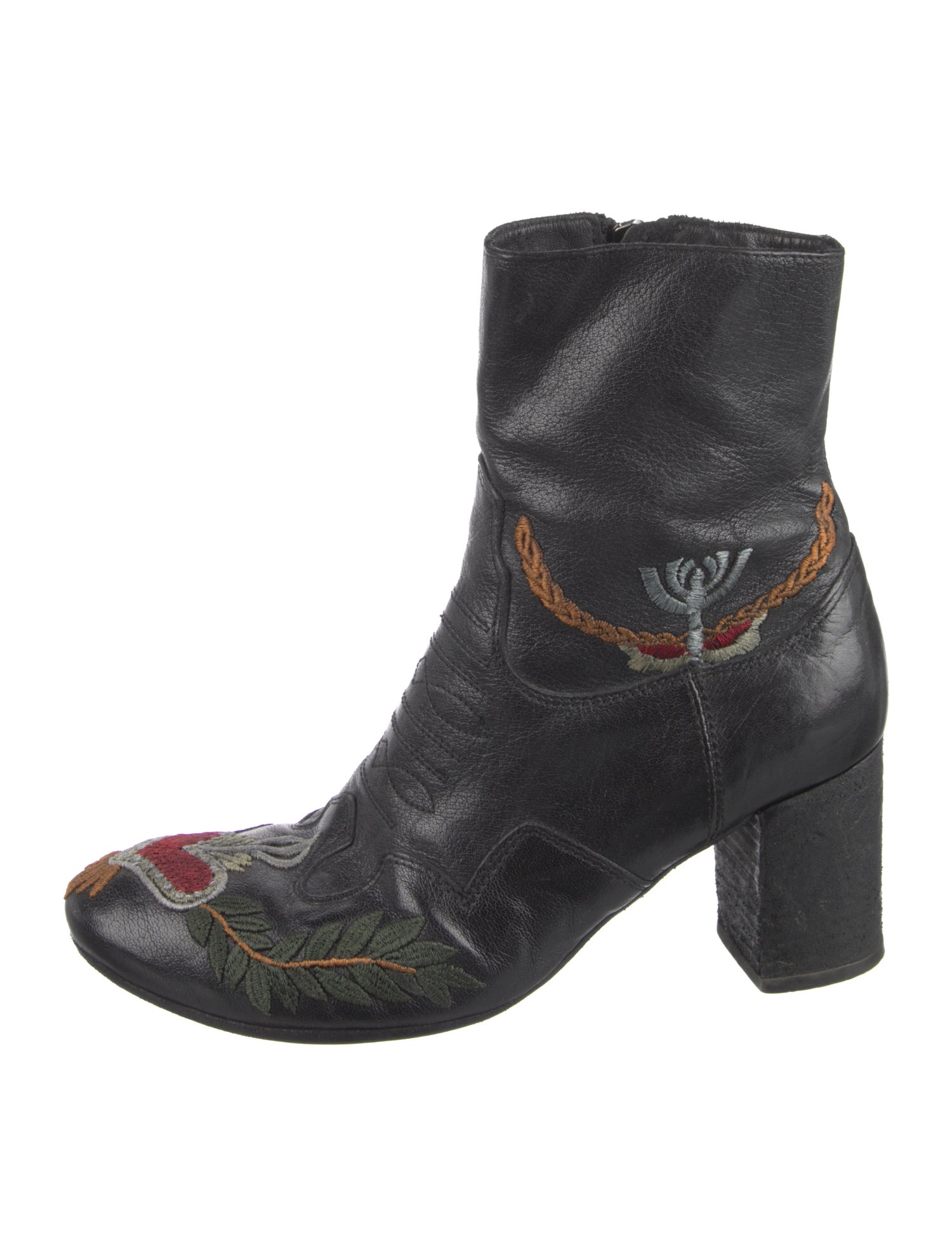 Fauzian Jeunesse Leather Printed Moto Boots - Black Boots, Shoes - WFAUZ20060 | The RealReal