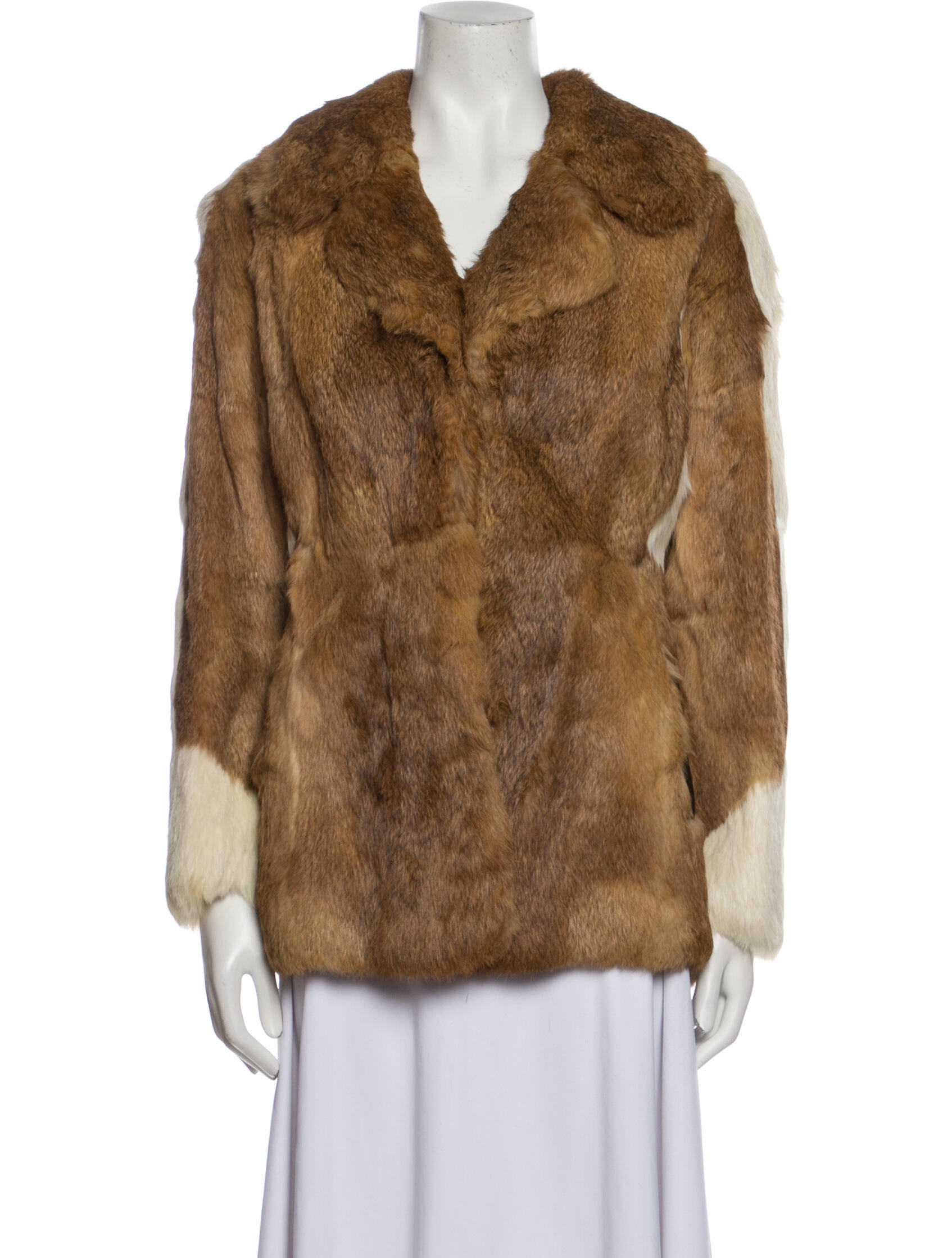 Fur Couture Beverly Hills Colorblock Pattern Fur Jacket - Neutrals ...