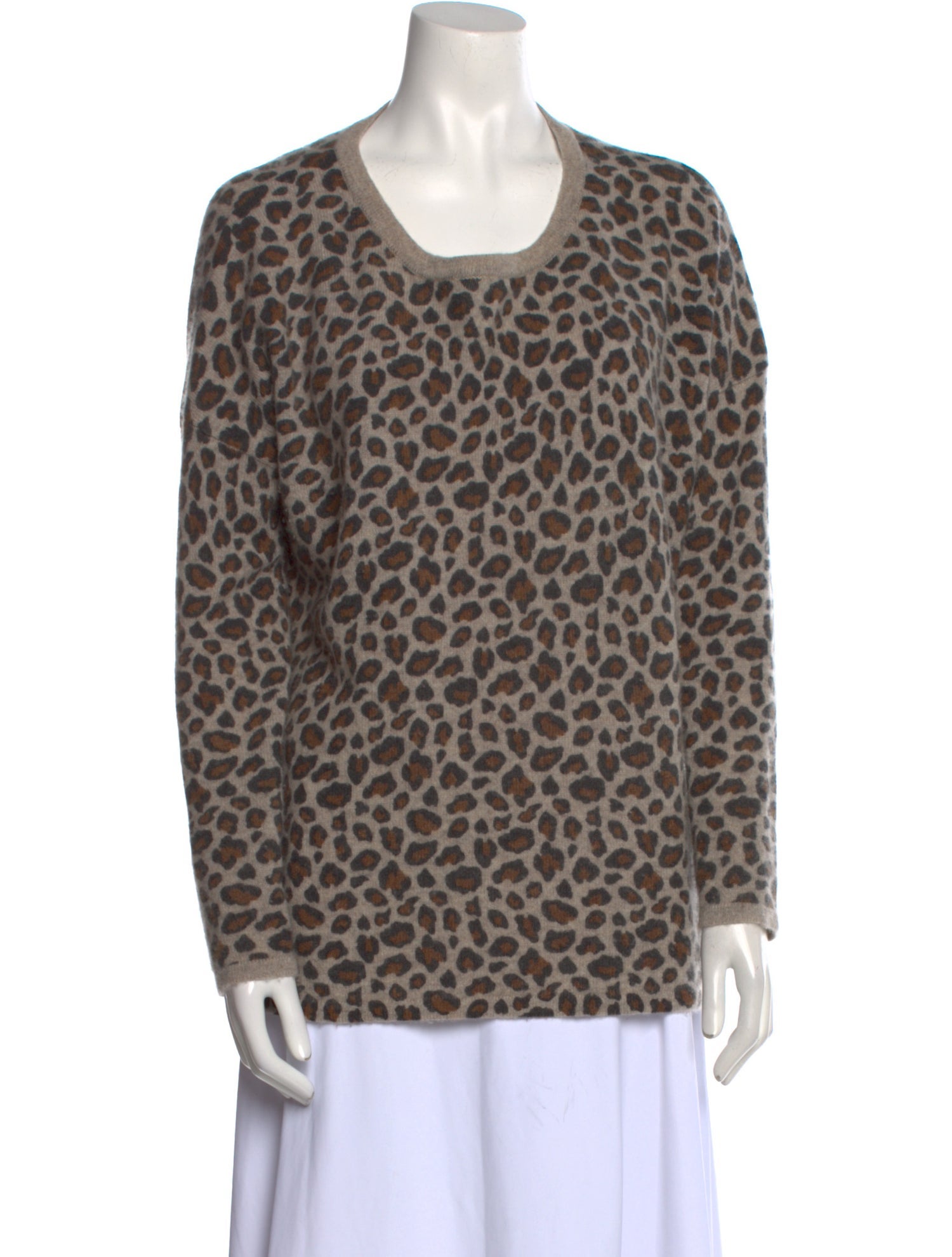 Forte Cashmere Cashmere Animal Print Sweater - Grey Knitwear, Clothing ...