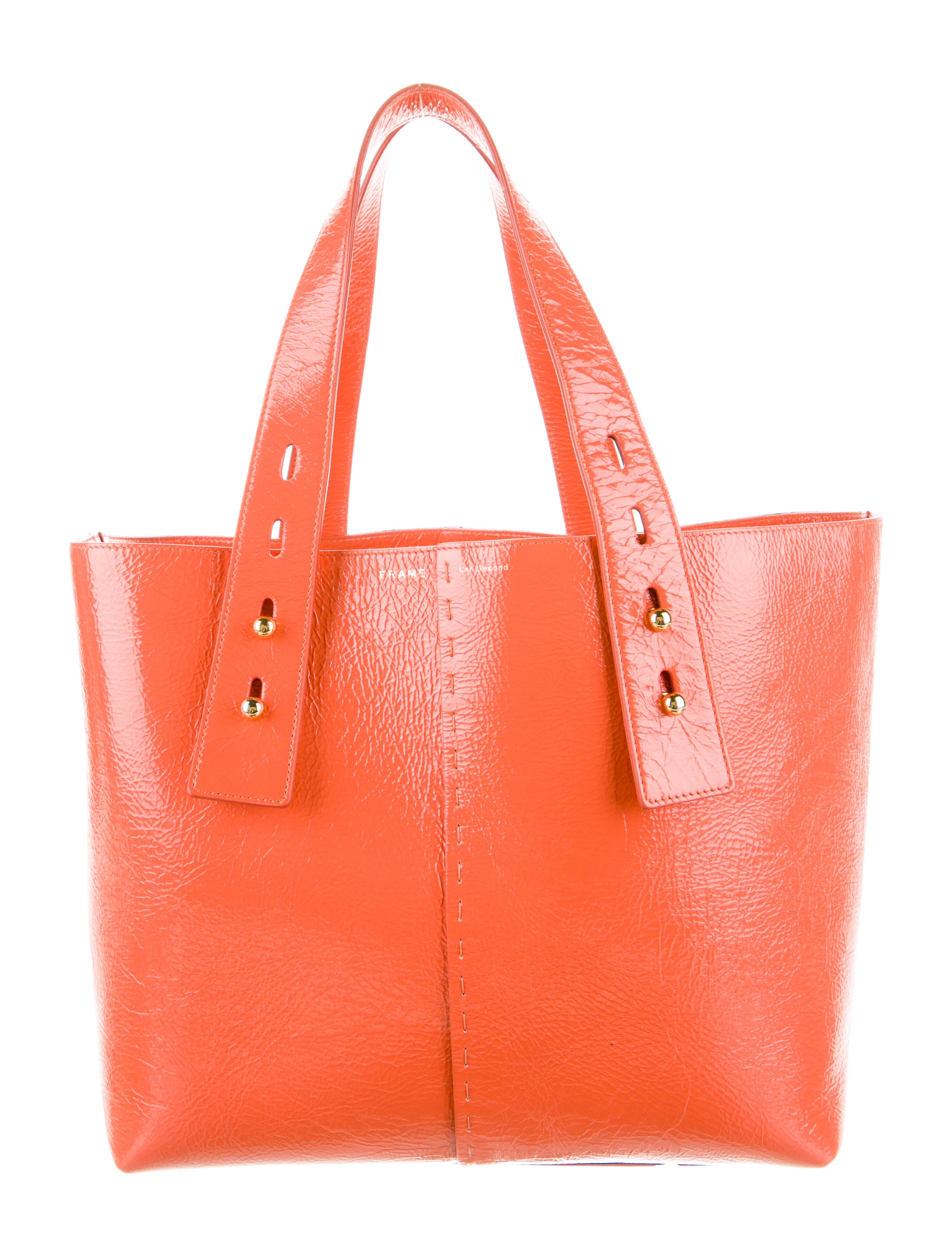 FRAME Patent Leather Tote Bag - Orange Totes, Handbags - WFD152827 ...