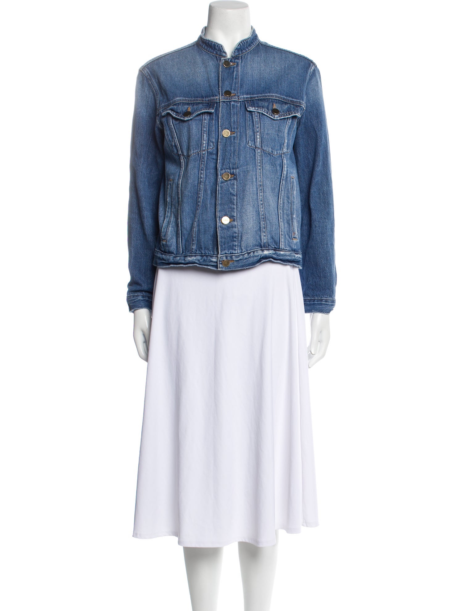 FRAME Printed Denim Jacket - Blue Jackets, Clothing - WFD190472 | The ...