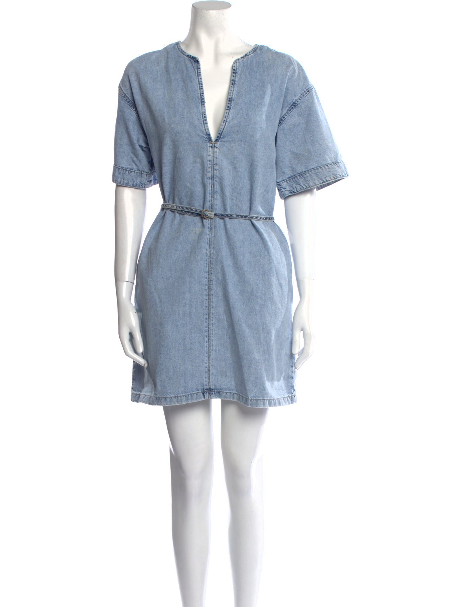 FRAME Plunge Neckline Mini Dress - Blue Dresses, Clothing - WFD199361 ...