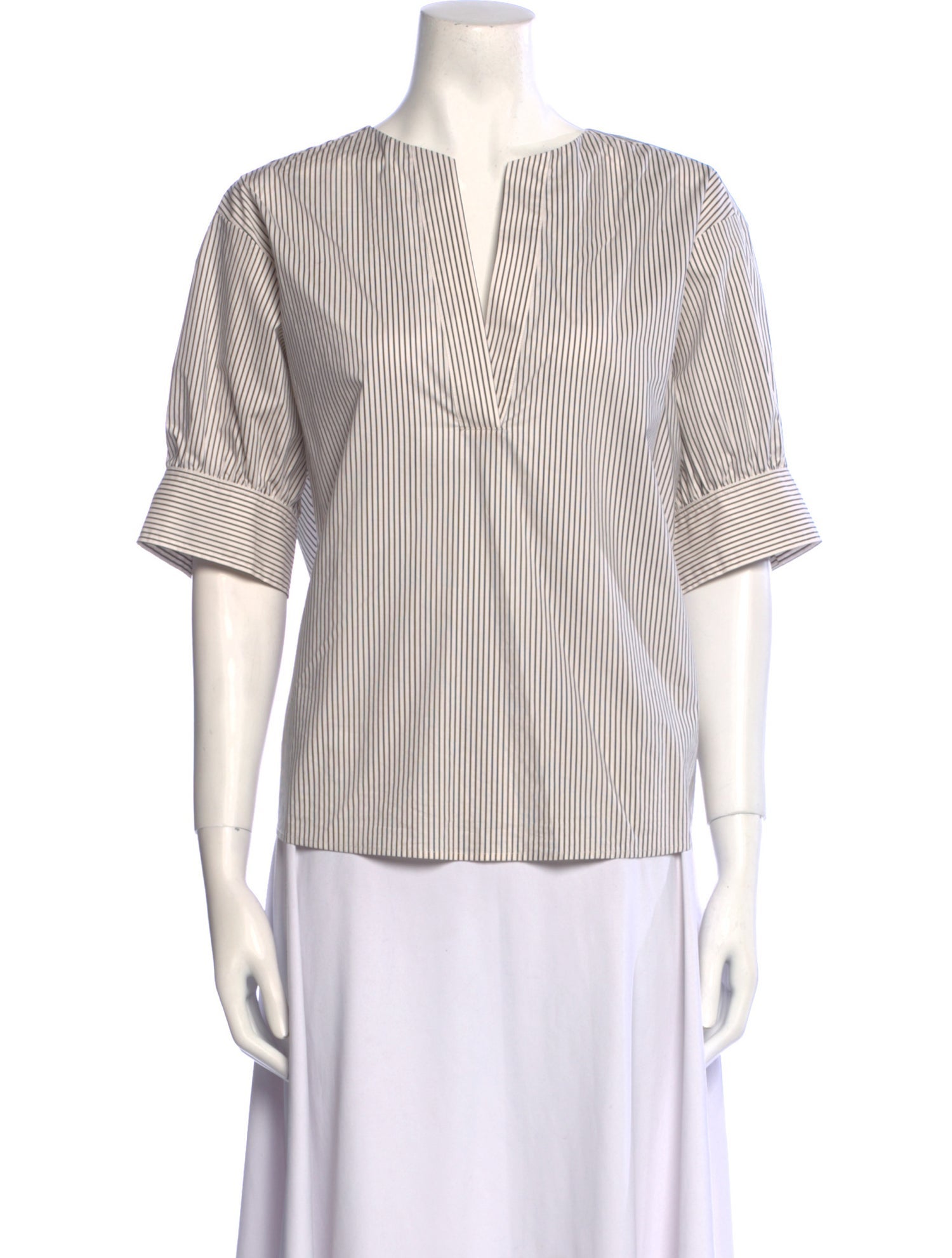 FRAME Striped V-Neck Blouse - Neutrals Tops, Clothing - WFD202667 | The ...
