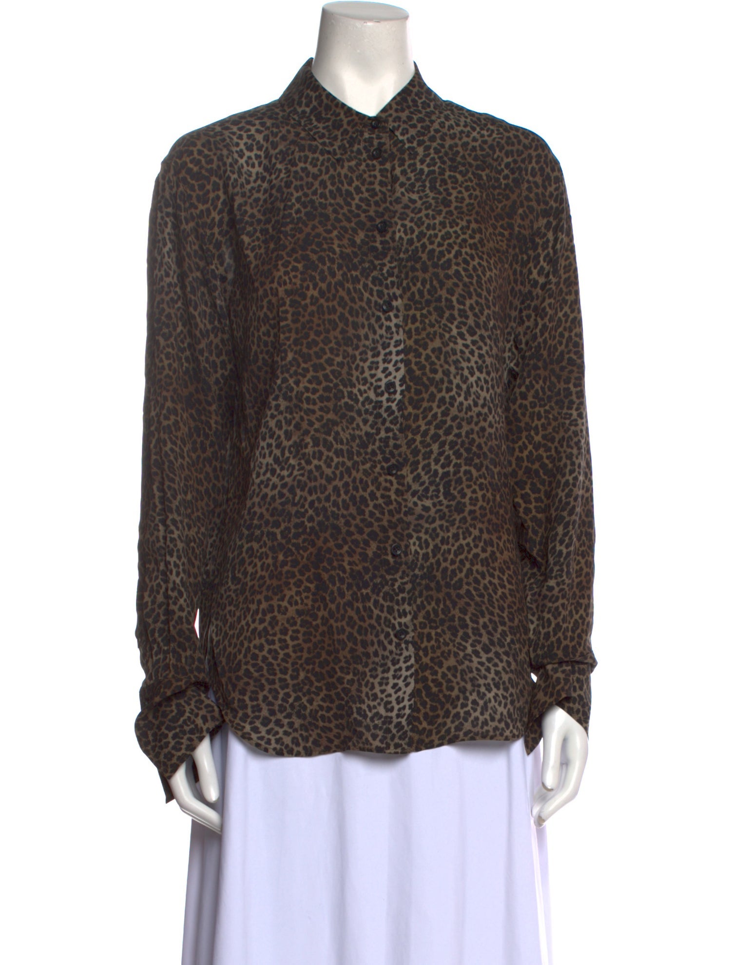 FRAME Silk Animal Print Button-Up Top - Brown Tops, Clothing ...