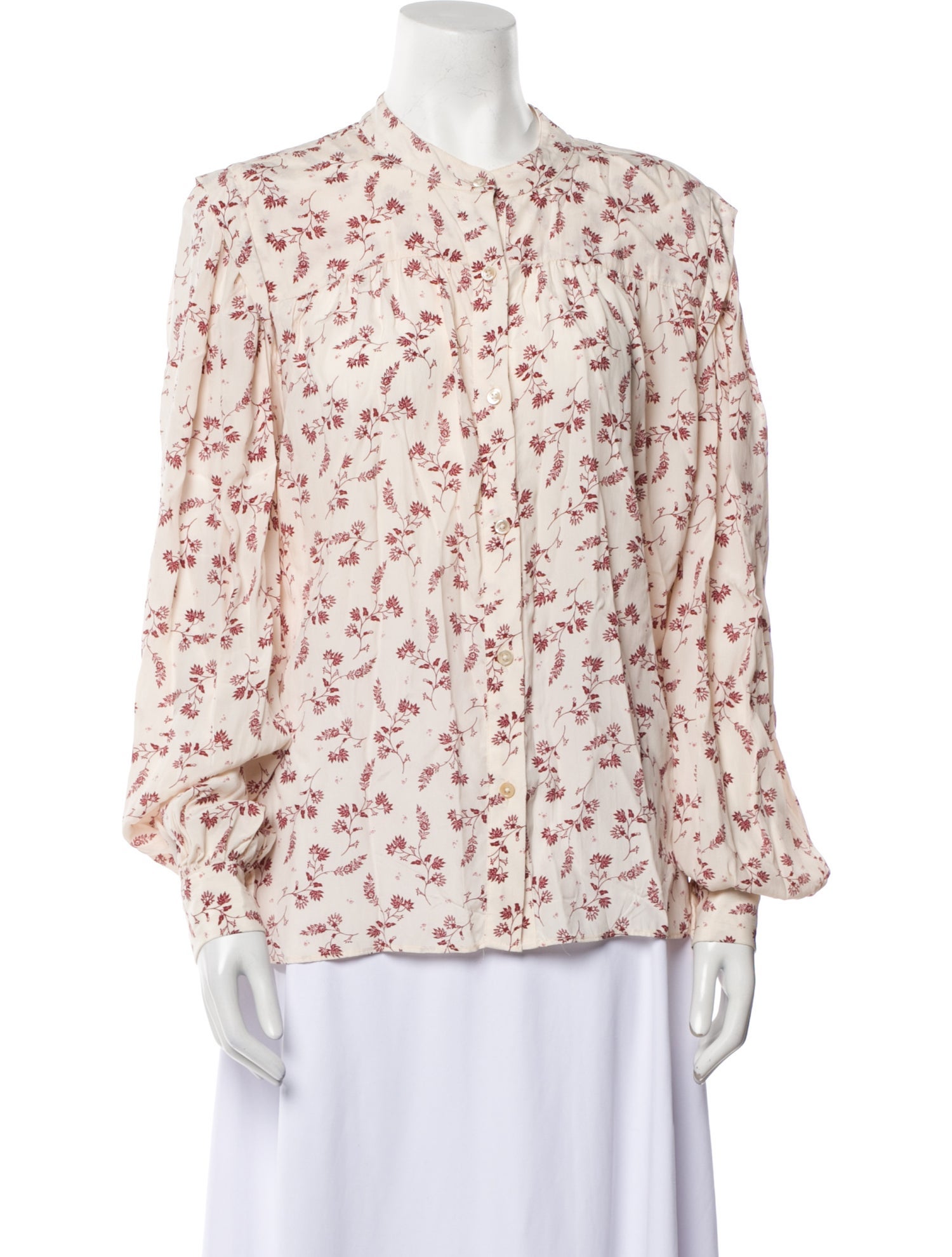 FRAME Floral Print Mock Neck Blouse - Neutrals Tops, Clothing ...