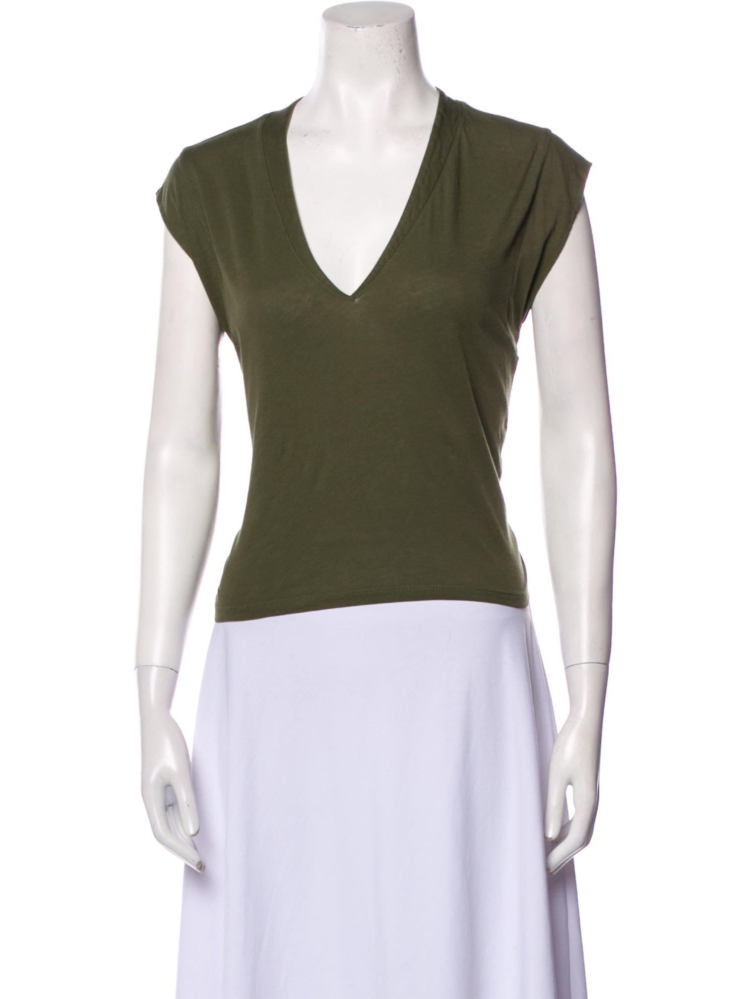 FRAME V-Neck Short Sleeve Tank Top - Black Tops, Clothing - WFD219811 ...