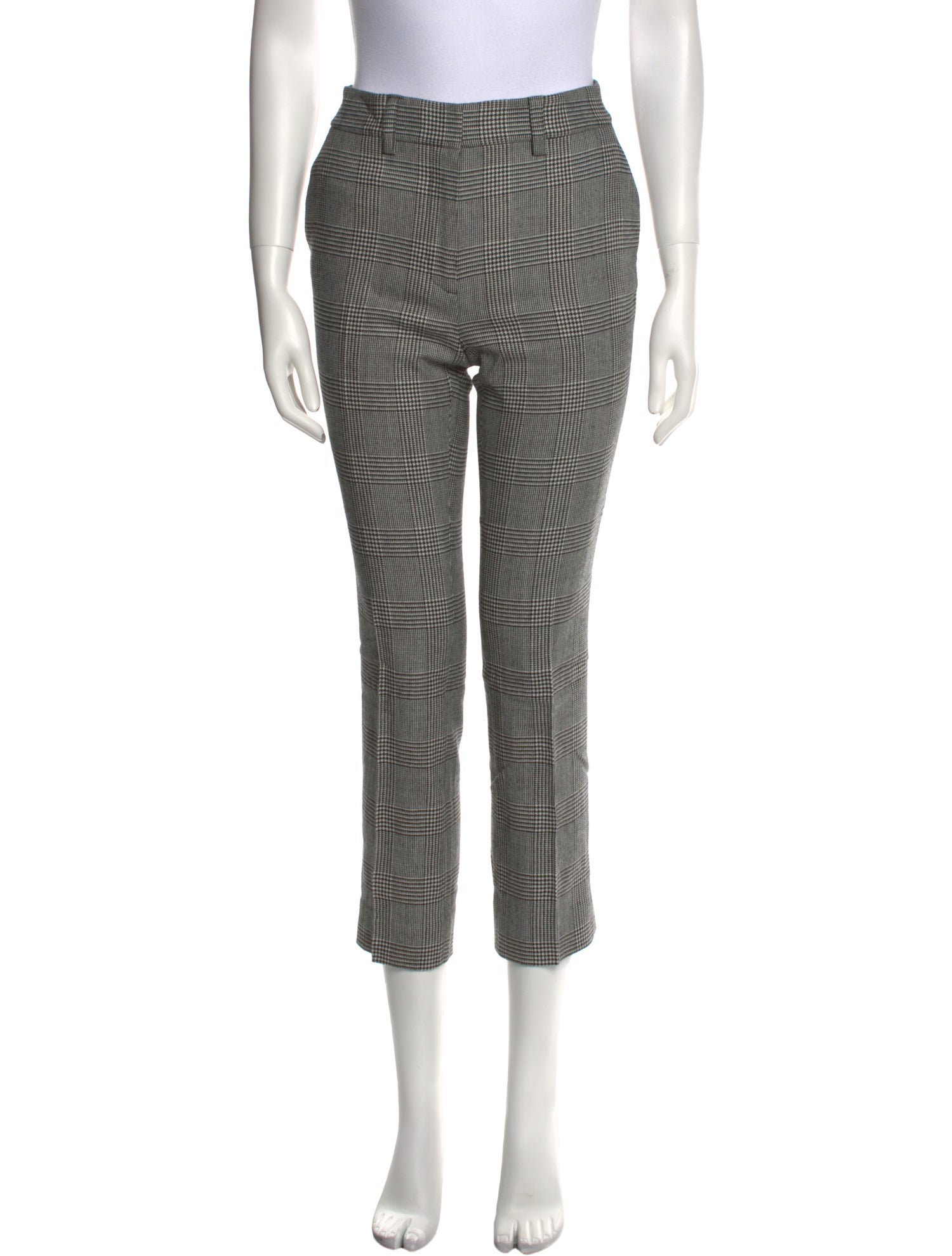 FRAME Plaid Print Straight Leg Pants - 9.5" Rise, Grey Pants, Clothing ...