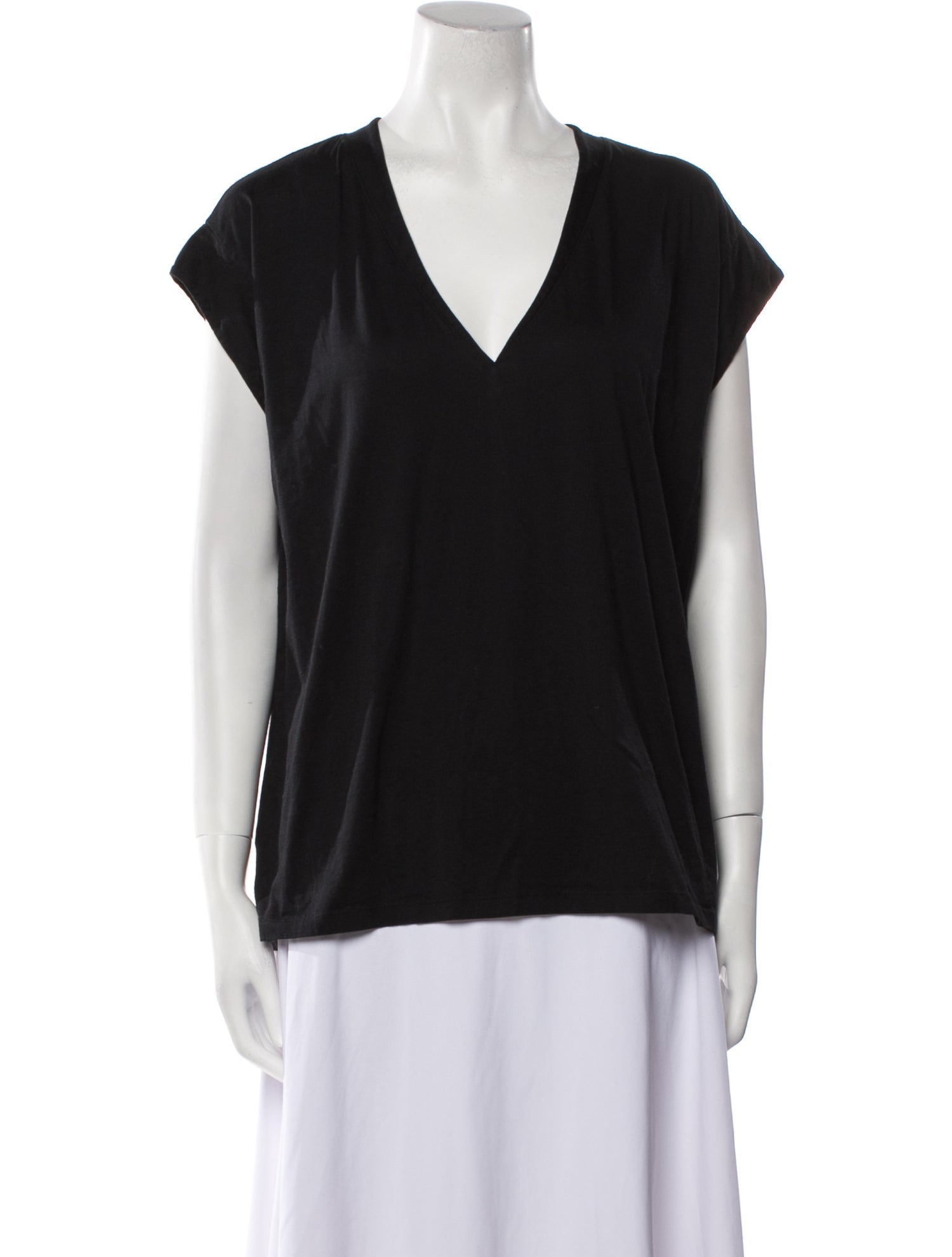 FRAME V-Neck Short Sleeve T-Shirt - Black Tops, Clothing - WFD230118 ...