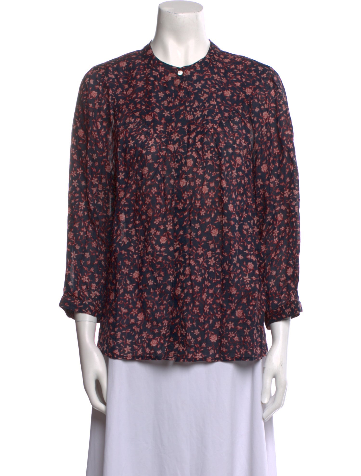 FRAME Floral Print Crew Neck Blouse - Blue Tops, Clothing - WFD230753 ...