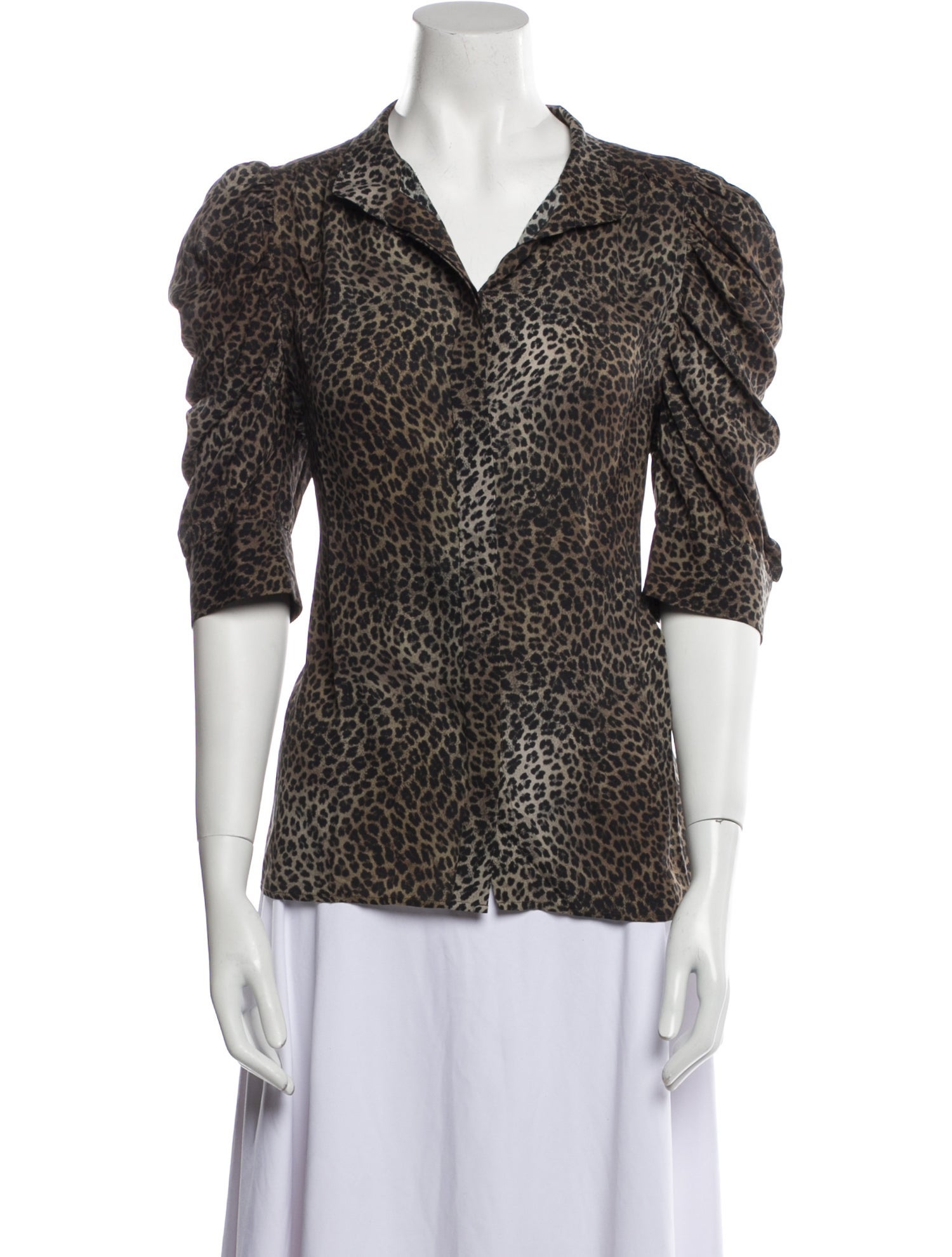 FRAME Silk Animal Print Button-Up Top - Brown Tops, Clothing ...