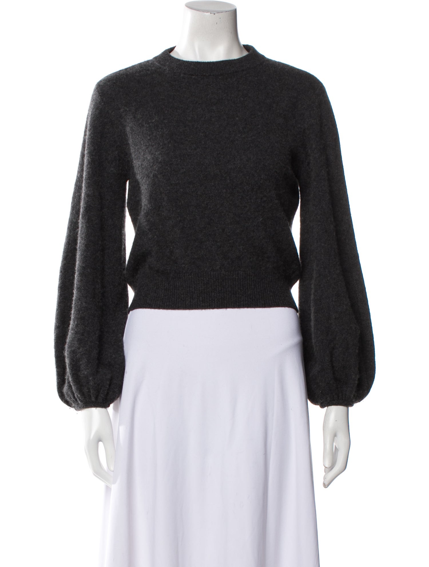 FRAME Cashmere Crew Neck Sweater - Grey Knitwear, Clothing - WFD232186 ...