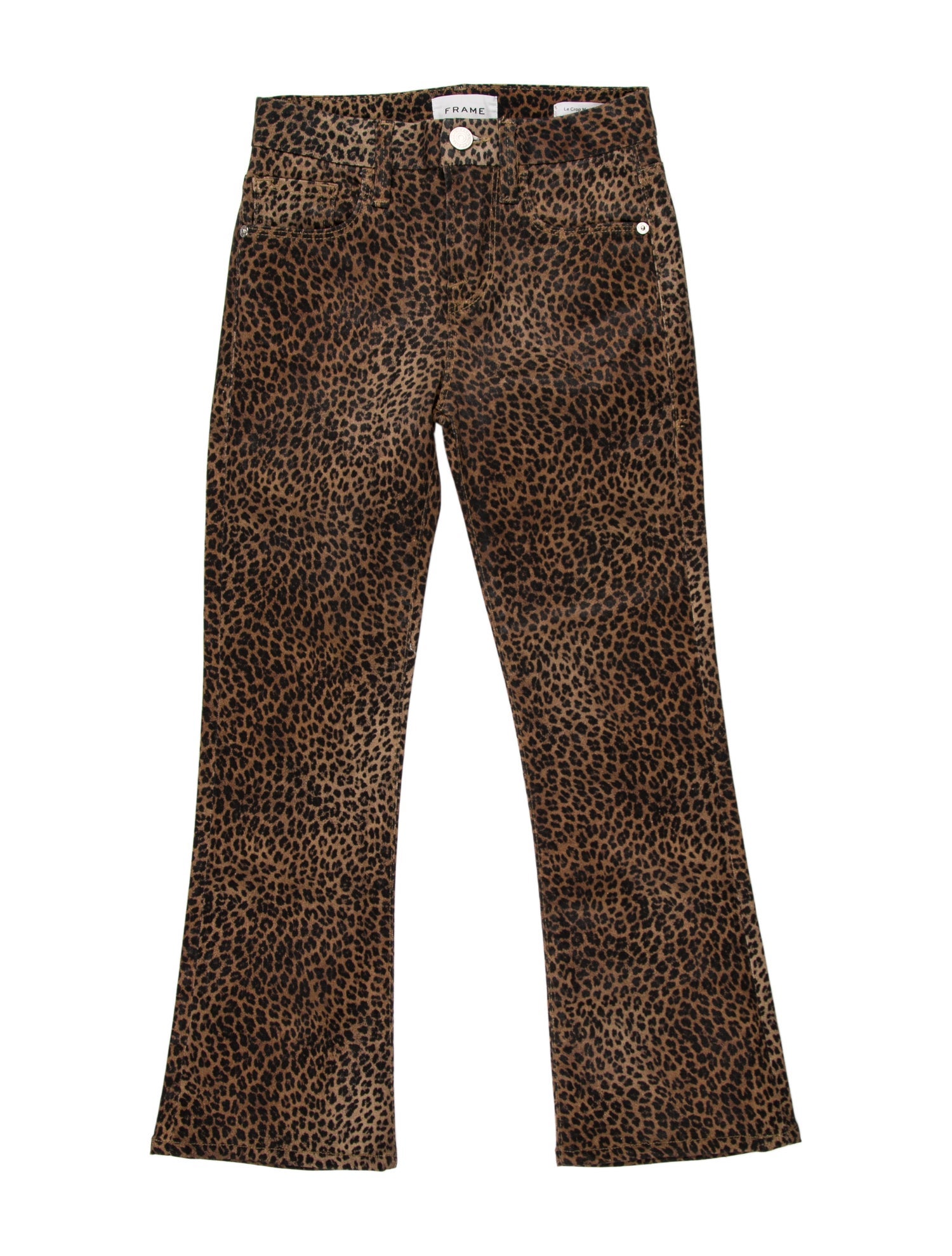 FRAME Animal Print Straight Leg Pants - Brown, 10" Rise Pants, Clothing ...