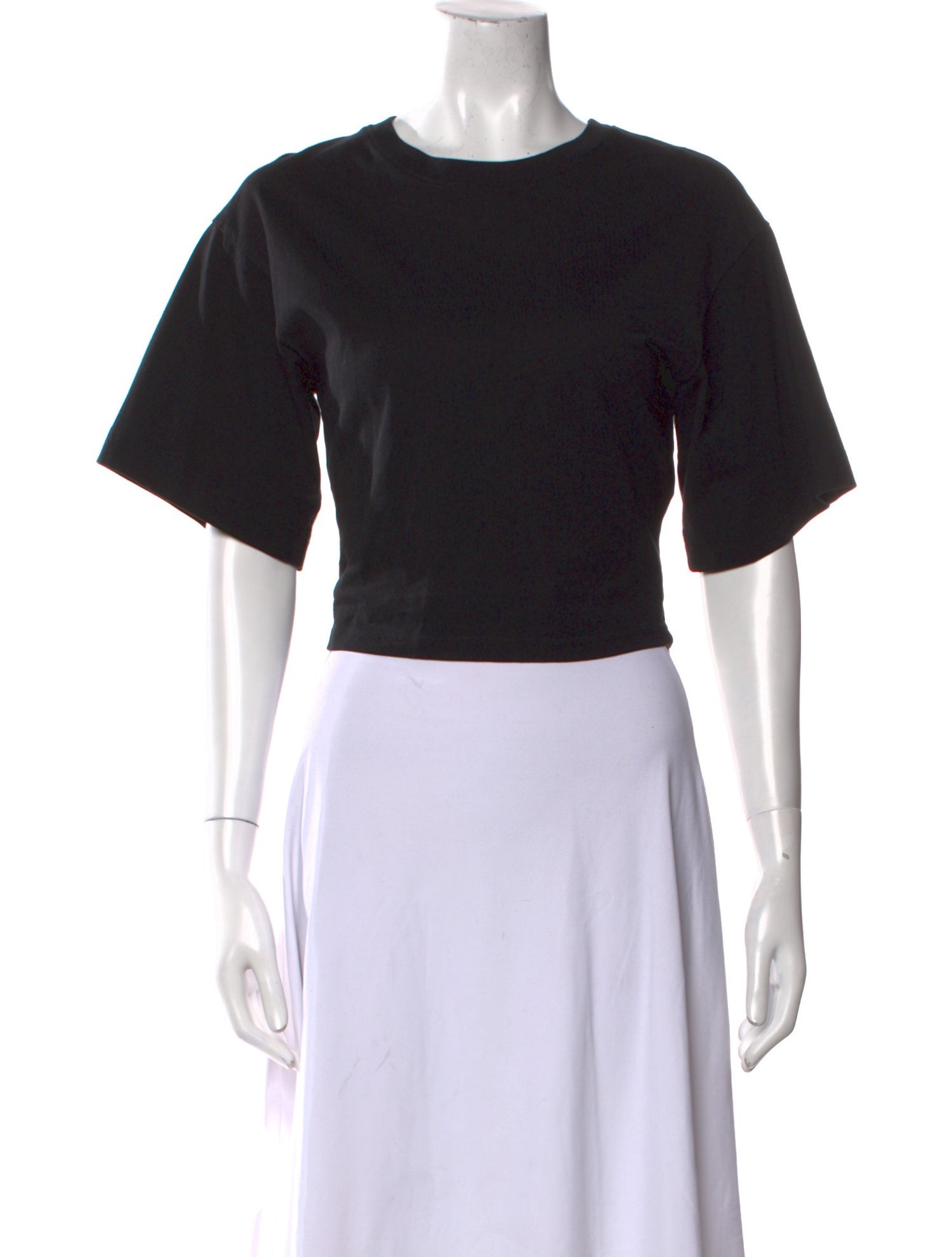 FRAME Crew Neck Short Sleeve Crop Top - Black Tops, Clothing ...