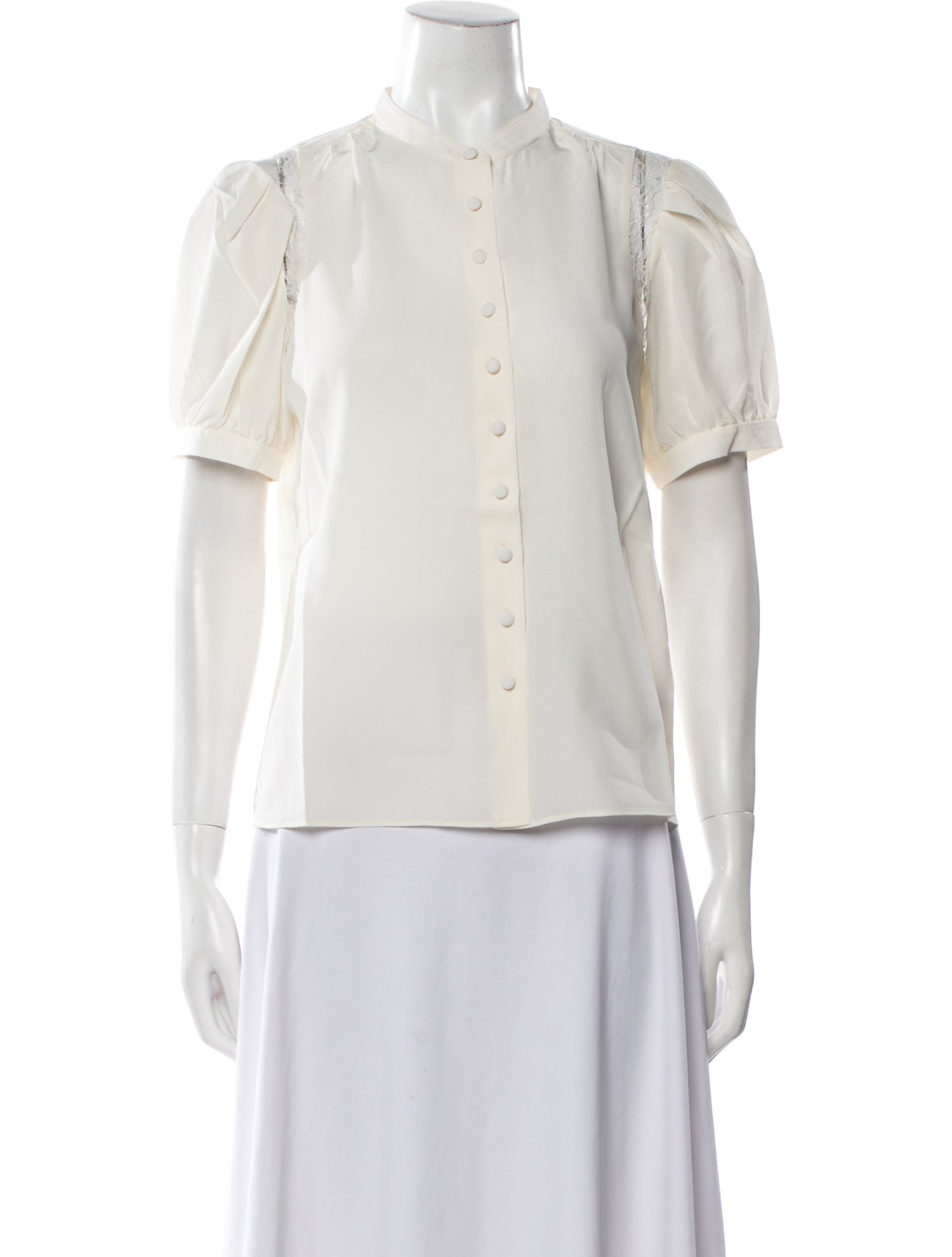 FRAME Silk Mock Neck Button-Up Top w/ Tags - White Tops, Clothing ...
