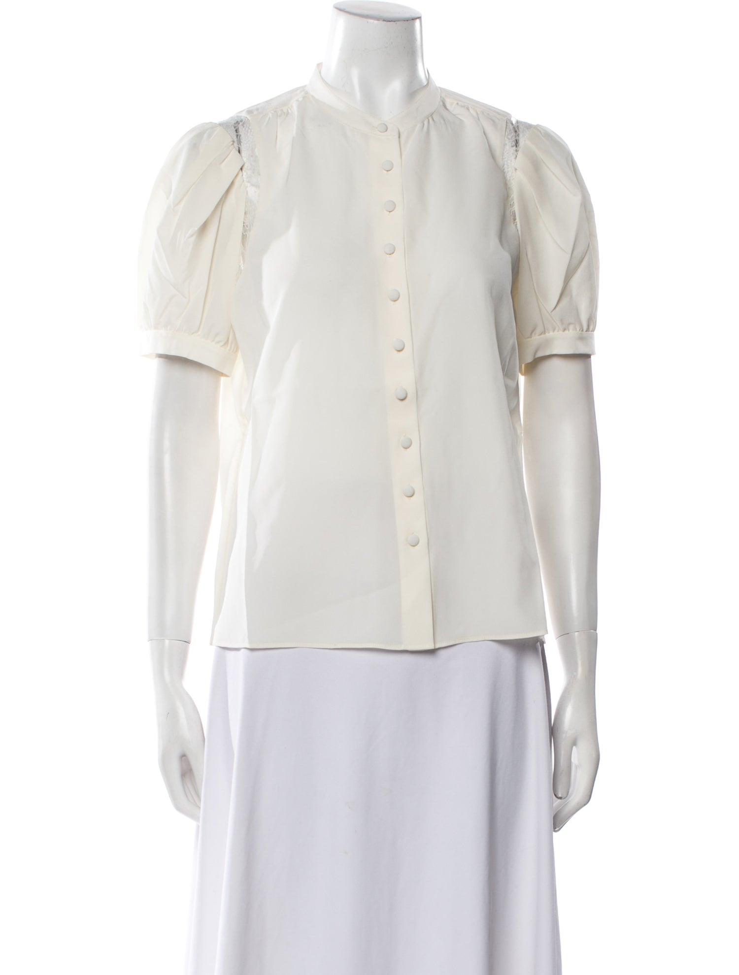 FRAME Silk Mock Neck Button-Up Top w/ Tags - Neutrals Tops, Clothing ...