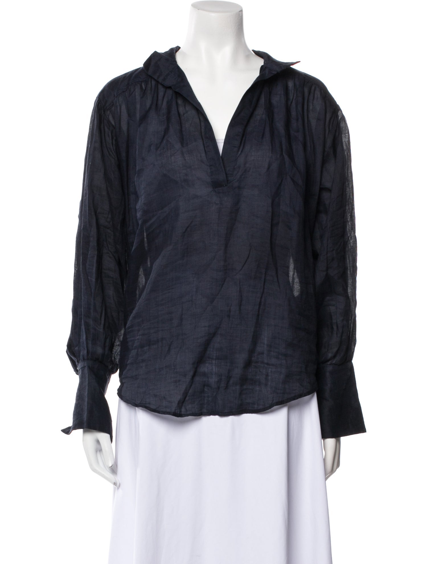 FRAME Long Sleeve Blouse - Blue Tops, Clothing - WFD238324 | The RealReal