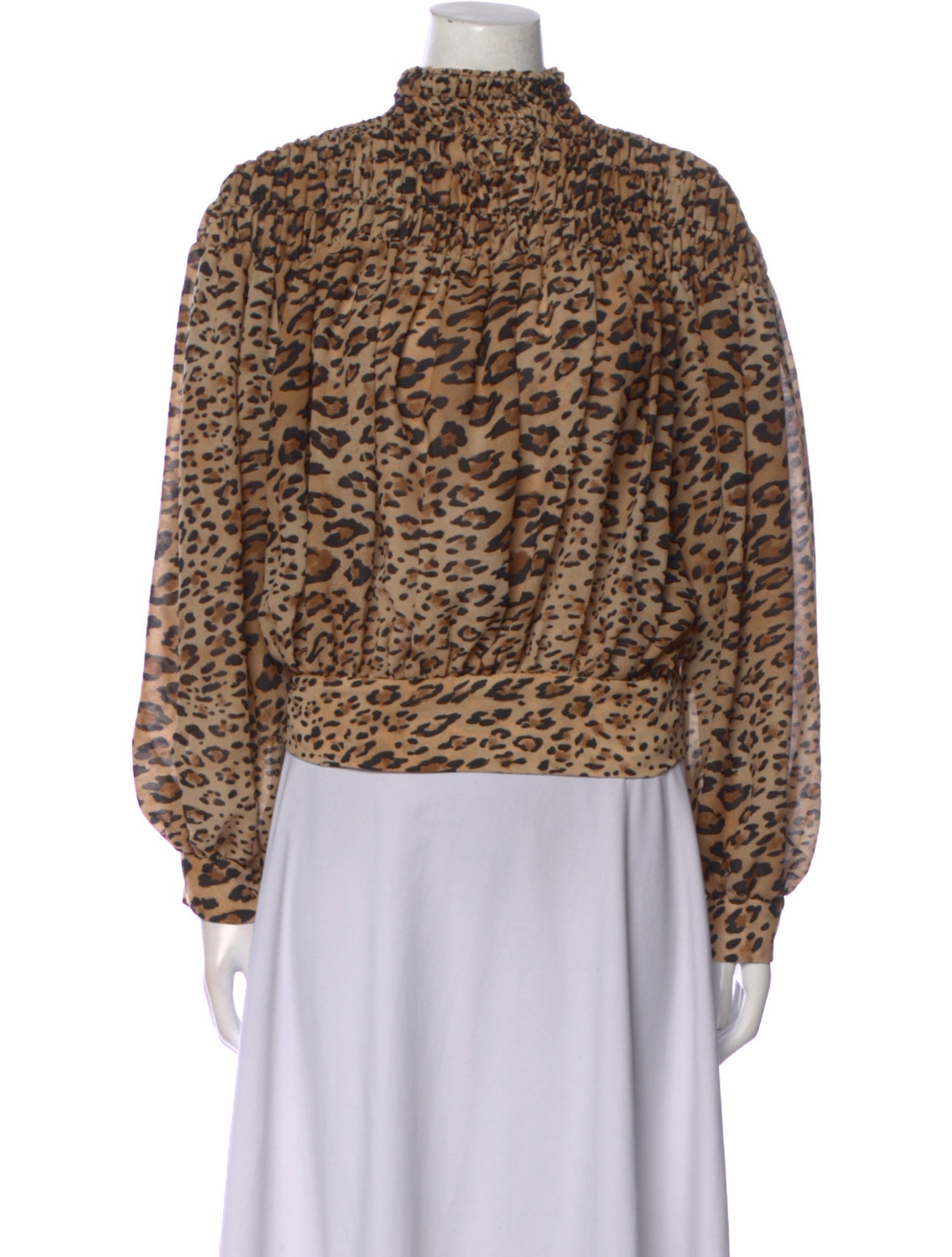 FRAME Animal Print Mock Neck Sweatshirt - Neutrals Tops, Clothing ...