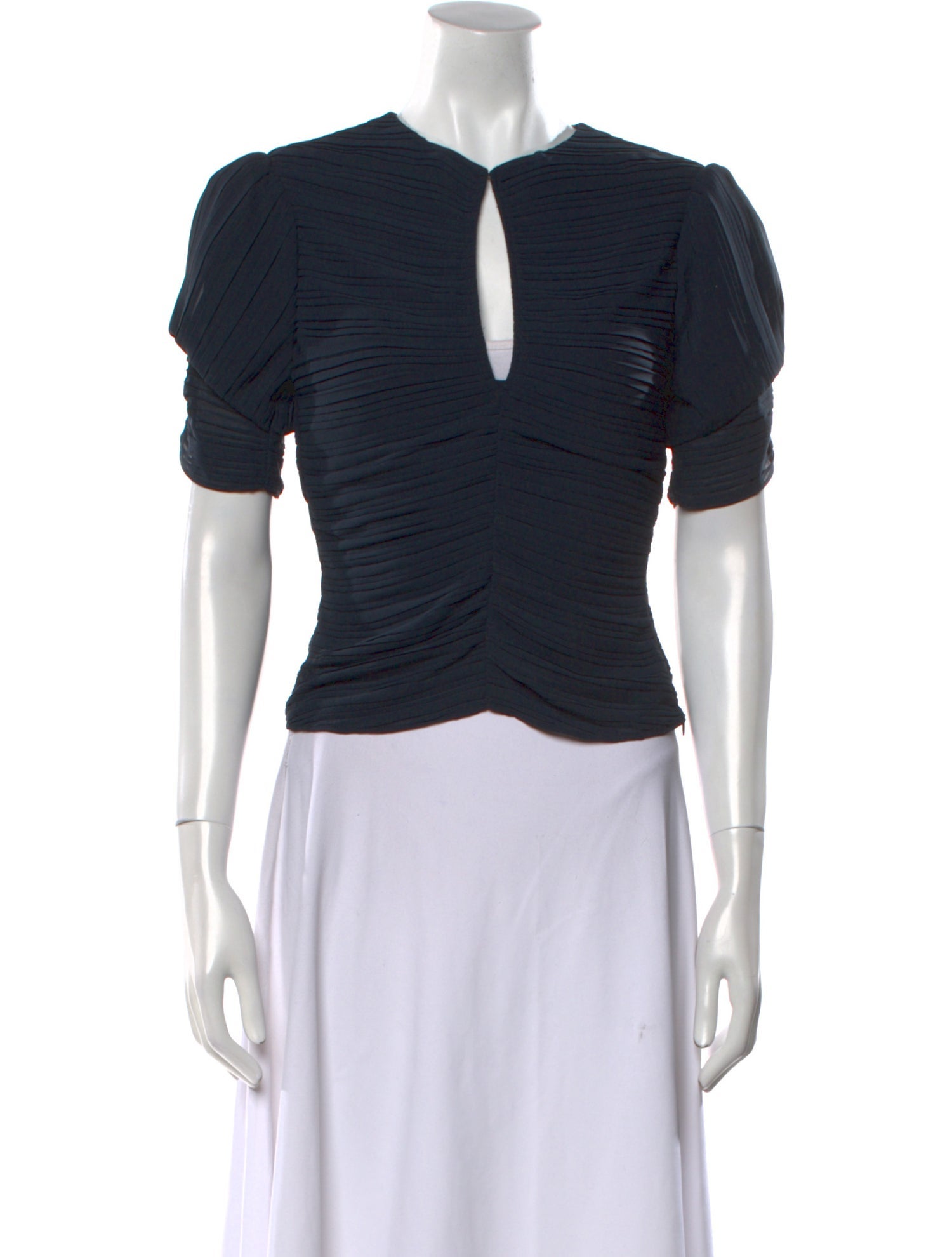 FRAME V-Neck Short Sleeve Crop Top - Blue Tops, Clothing - WFD250478 ...