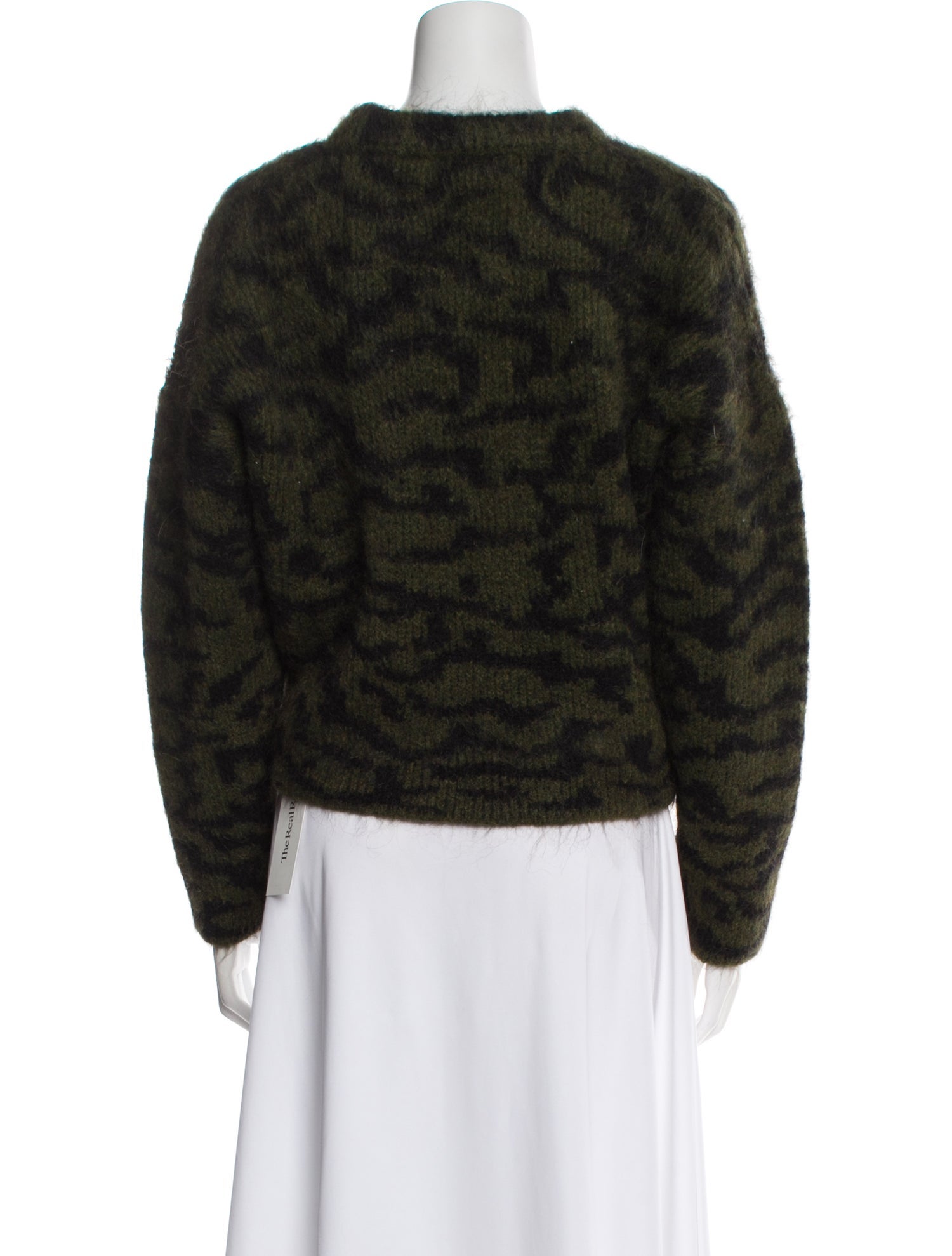 FRAME Animal Print Crew Neck Sweater - Green Knitwear, Clothing ...