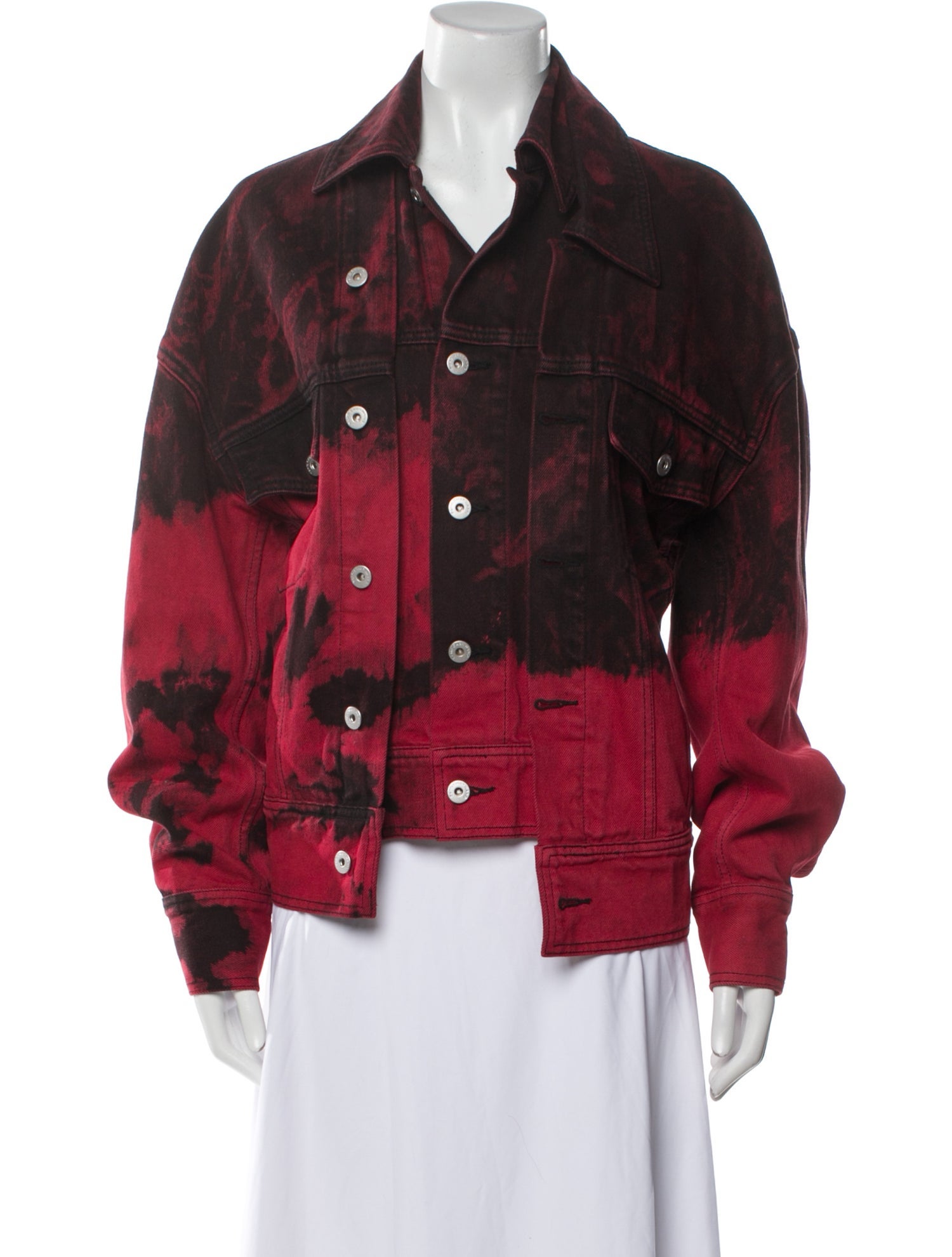 Feng Chen Wang Tie-Dye Print Denim Jacket - Red Jackets, Clothing ...