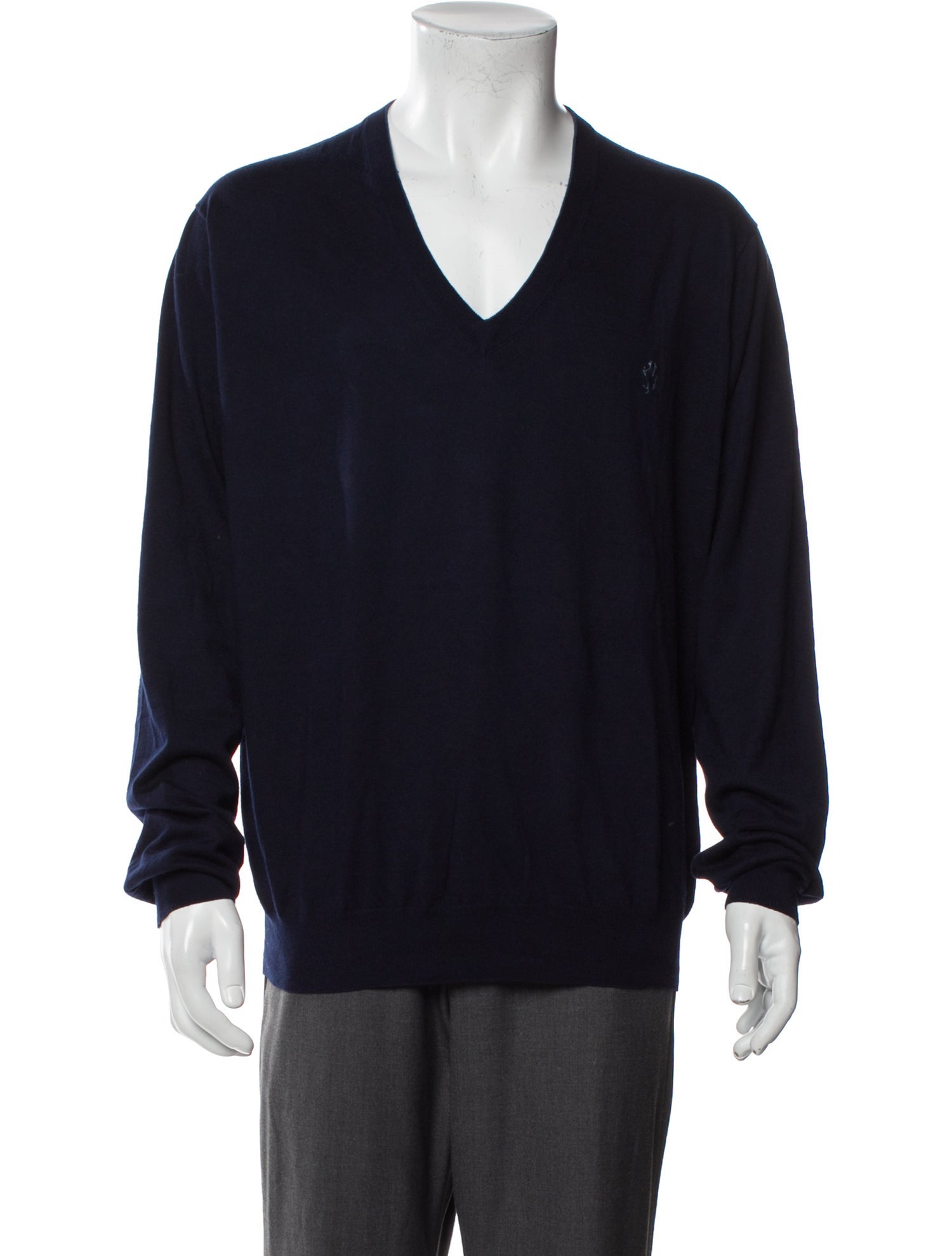 Ferrari V-Neck Long Sleeve Pullover - Blue Sweaters, Clothing ...