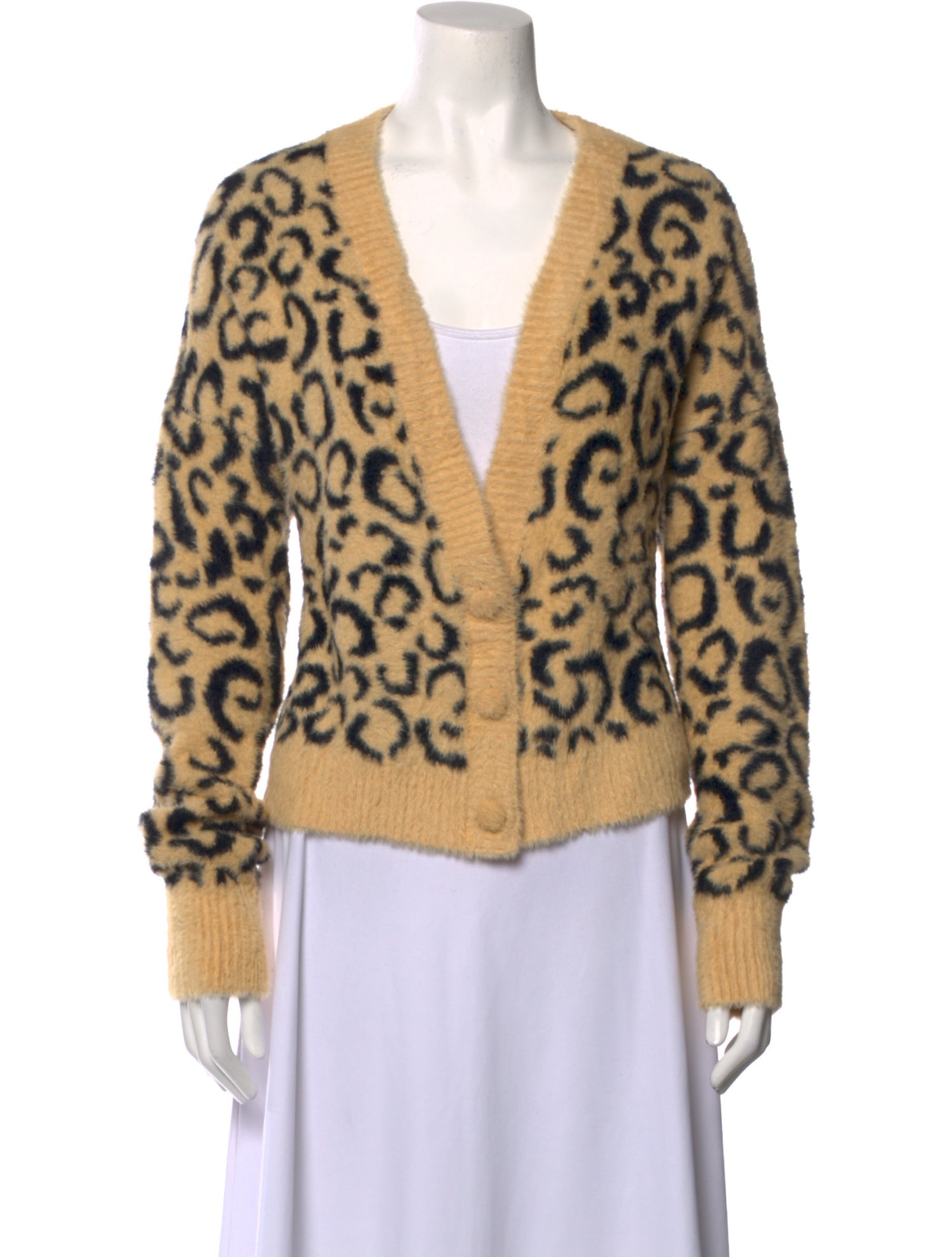 For Love & Lemons Animal Print V-Neck Sweater w/ Tags - Neutrals ...