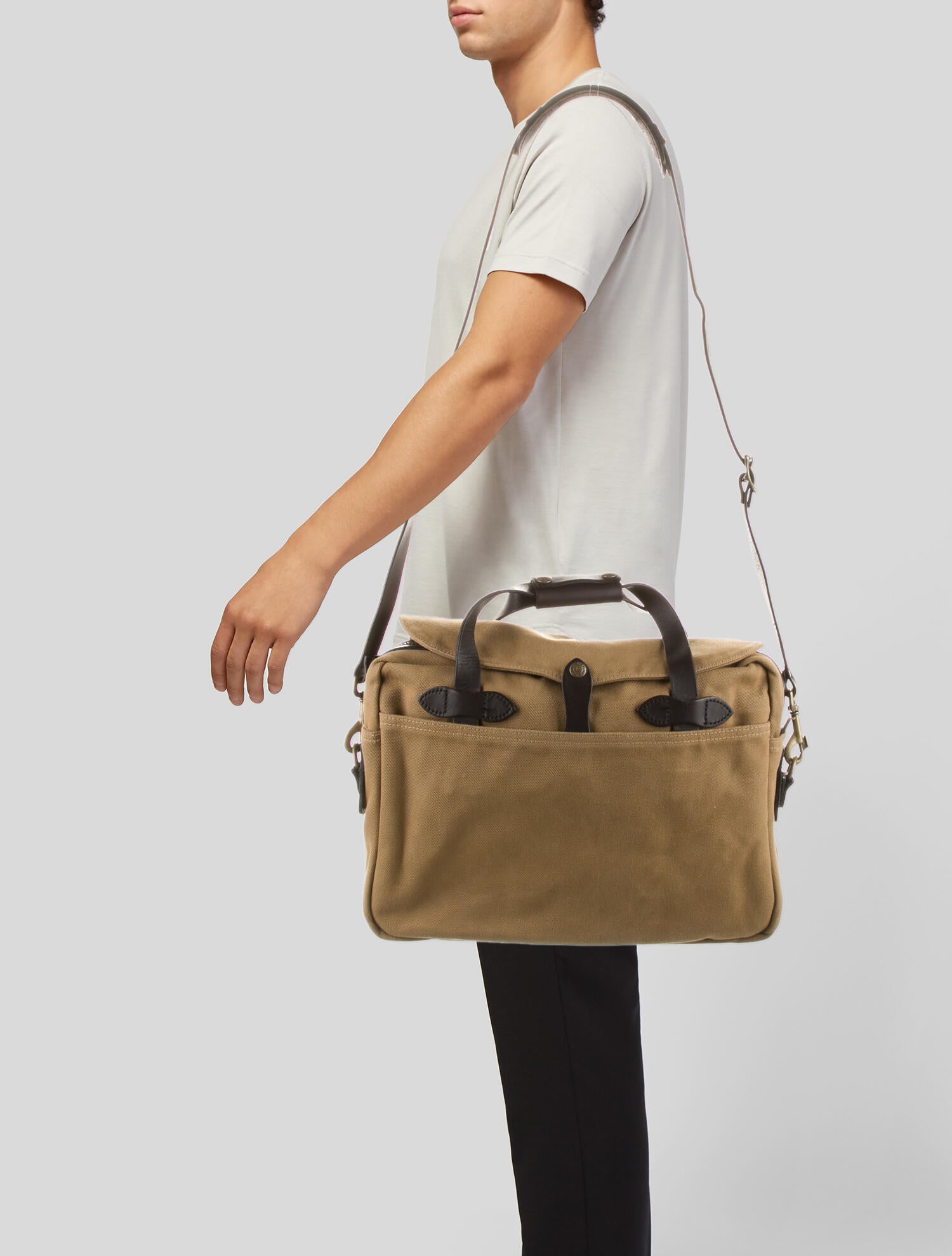 Filson Leather-Trimmed Canvas Messenger Bag - Neutrals Messenger Bags ...
