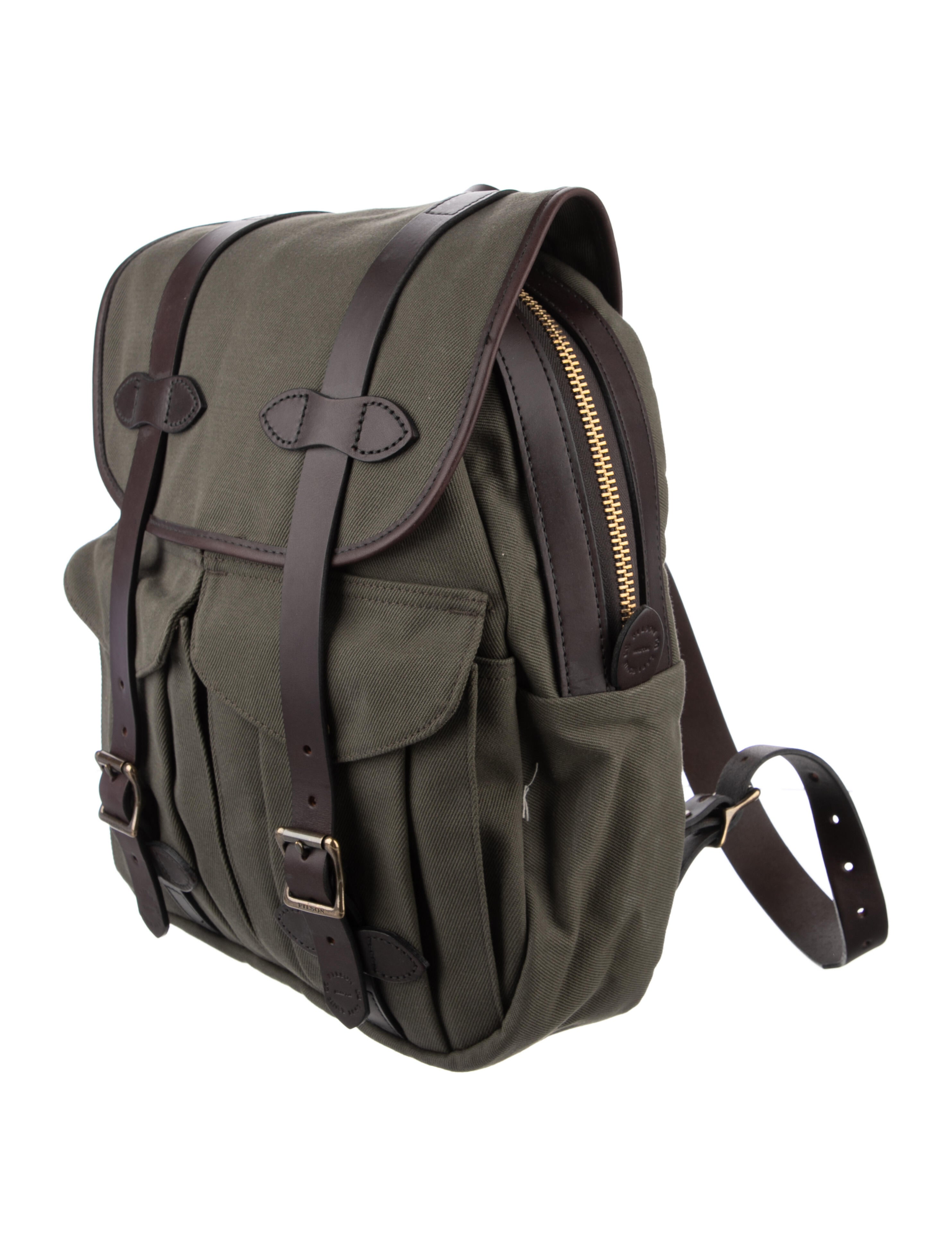 Filson Canvas Leather-Trimmed Backpack - Green Backpacks, Bags ...