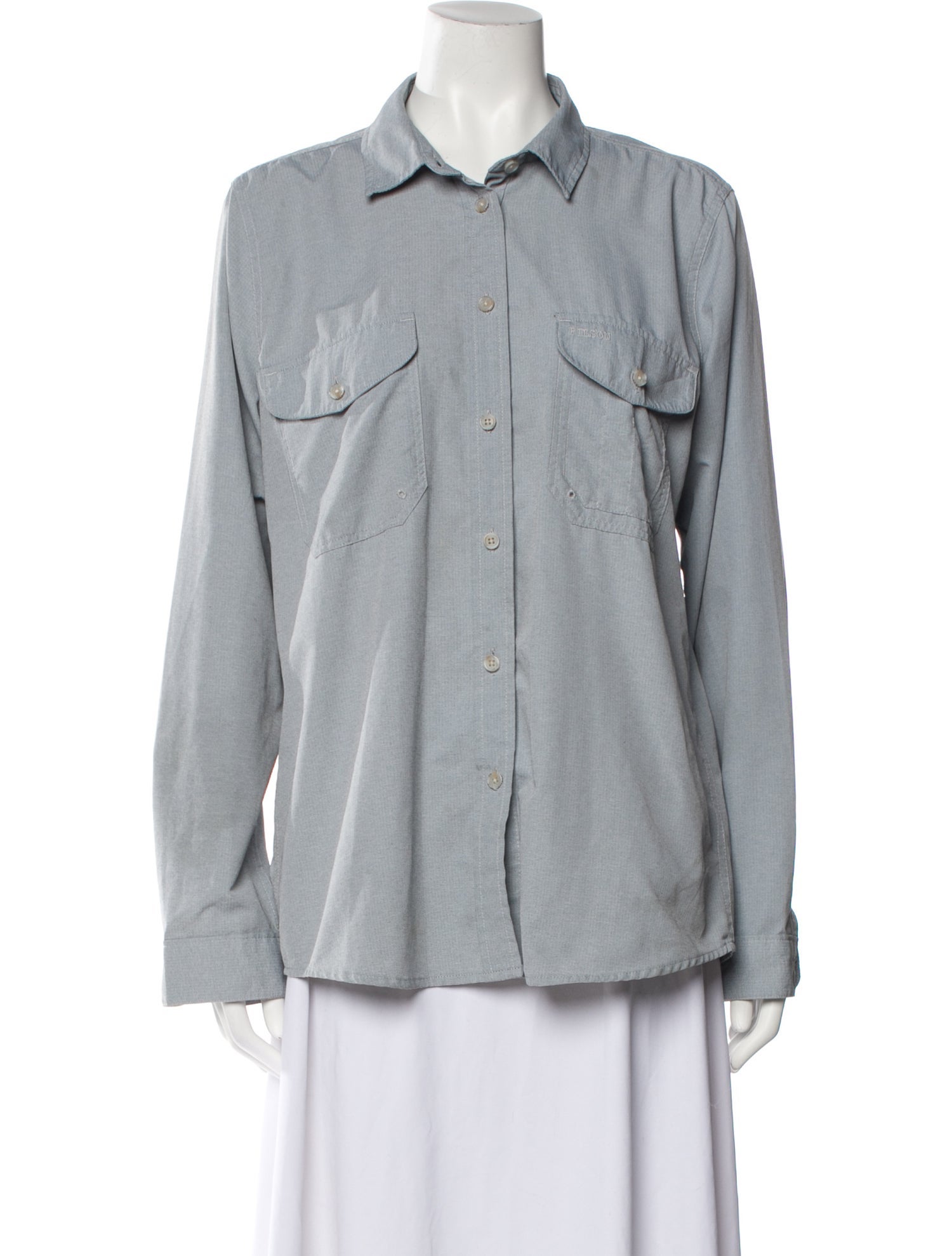 Filson Long Sleeve Button-Up Top - Blue Tops, Clothing - WFLSN24274 ...