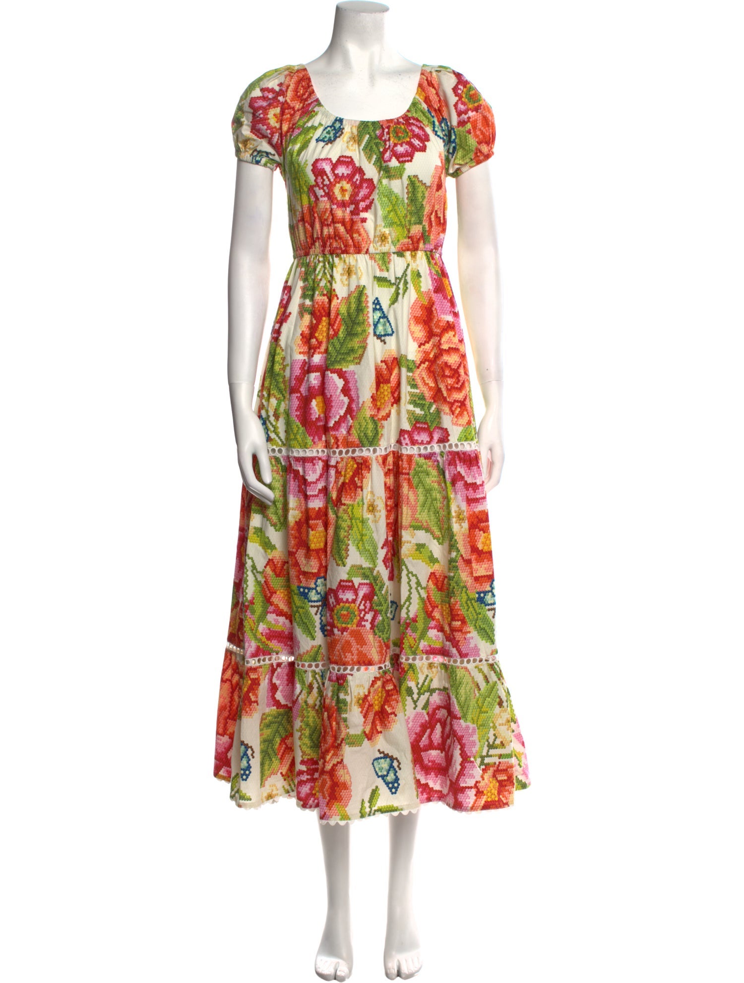 Farm Rio x Smiley Floral Print Long Dress - Orange Dresses, Clothing ...
