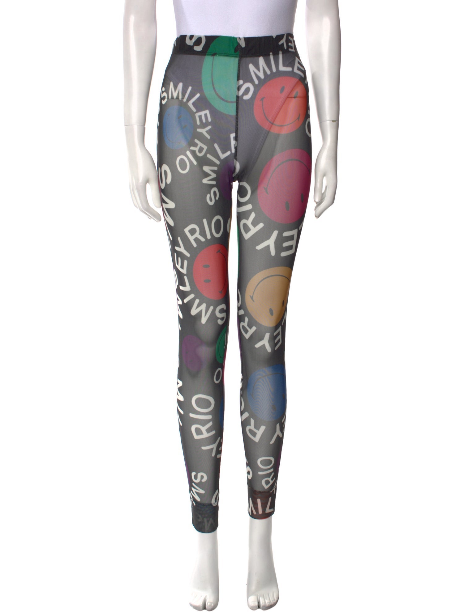 Farm Rio x Smiley Mesh Skinny Leg Pants w/ Tags - Black, 11.5" Rise ...