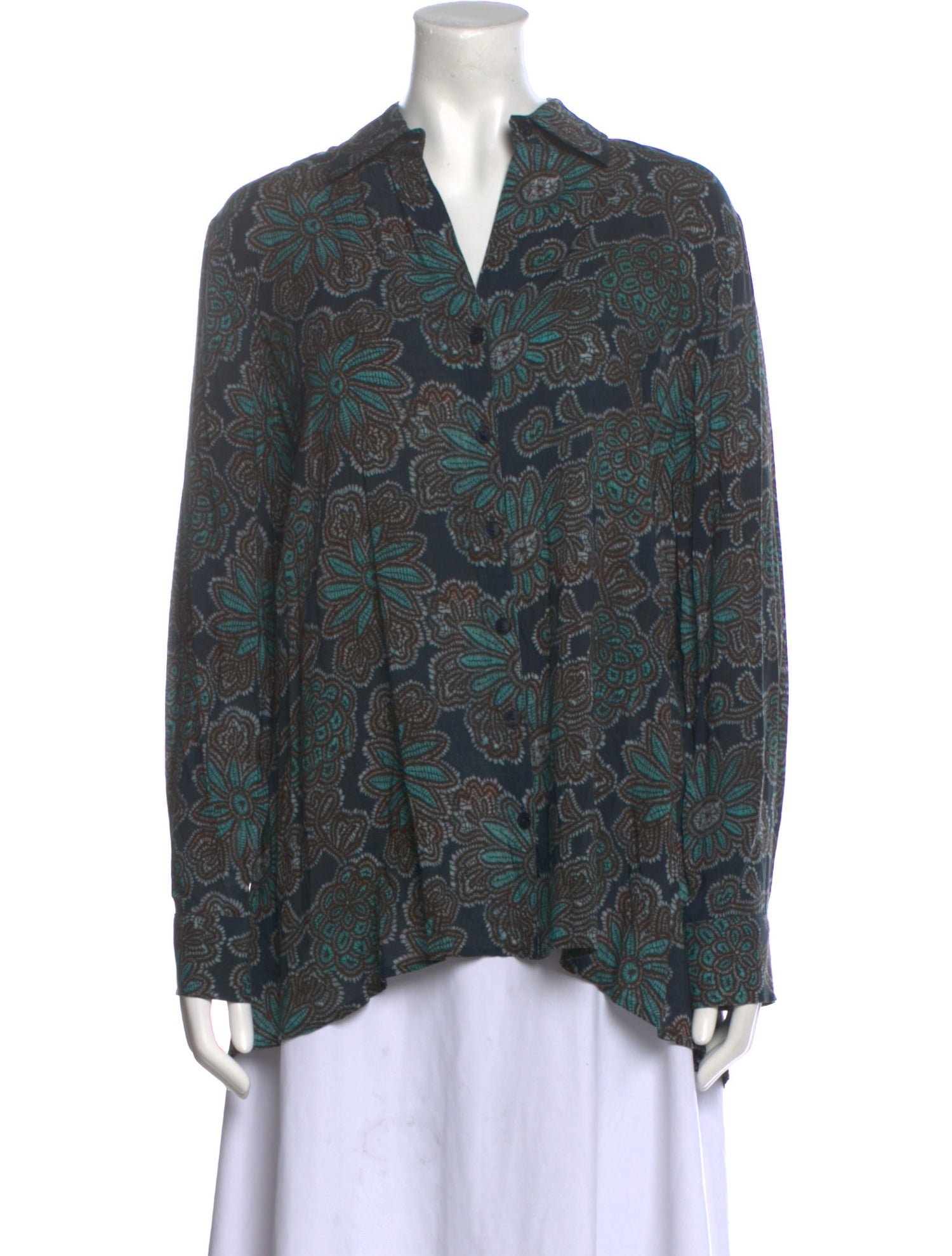 Finley Paisley Print Long Sleeve Blouse w/ Tags - Blue Tops, Clothing ...