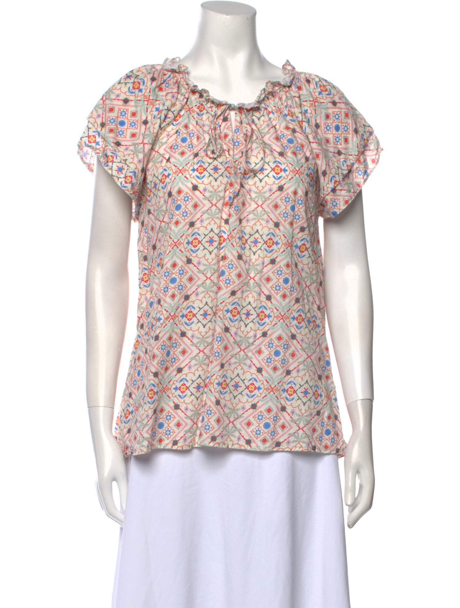 Finley Printed Scoop Neck Blouse - Neutrals Tops, Clothing - WFNLY20754 ...