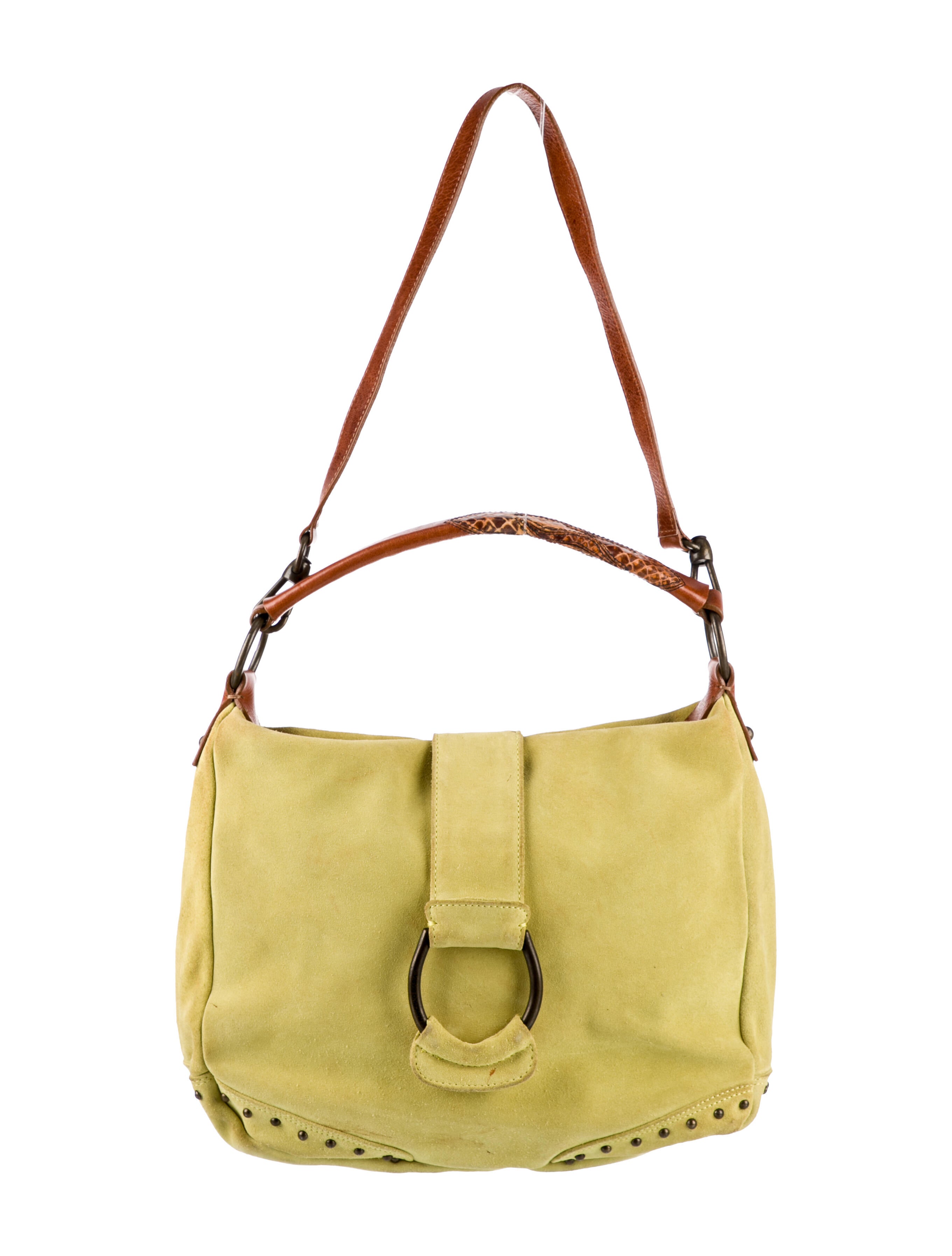 Francesco Biasia Suede Shoulder Bag - Yellow Shoulder Bags, Handbags ...