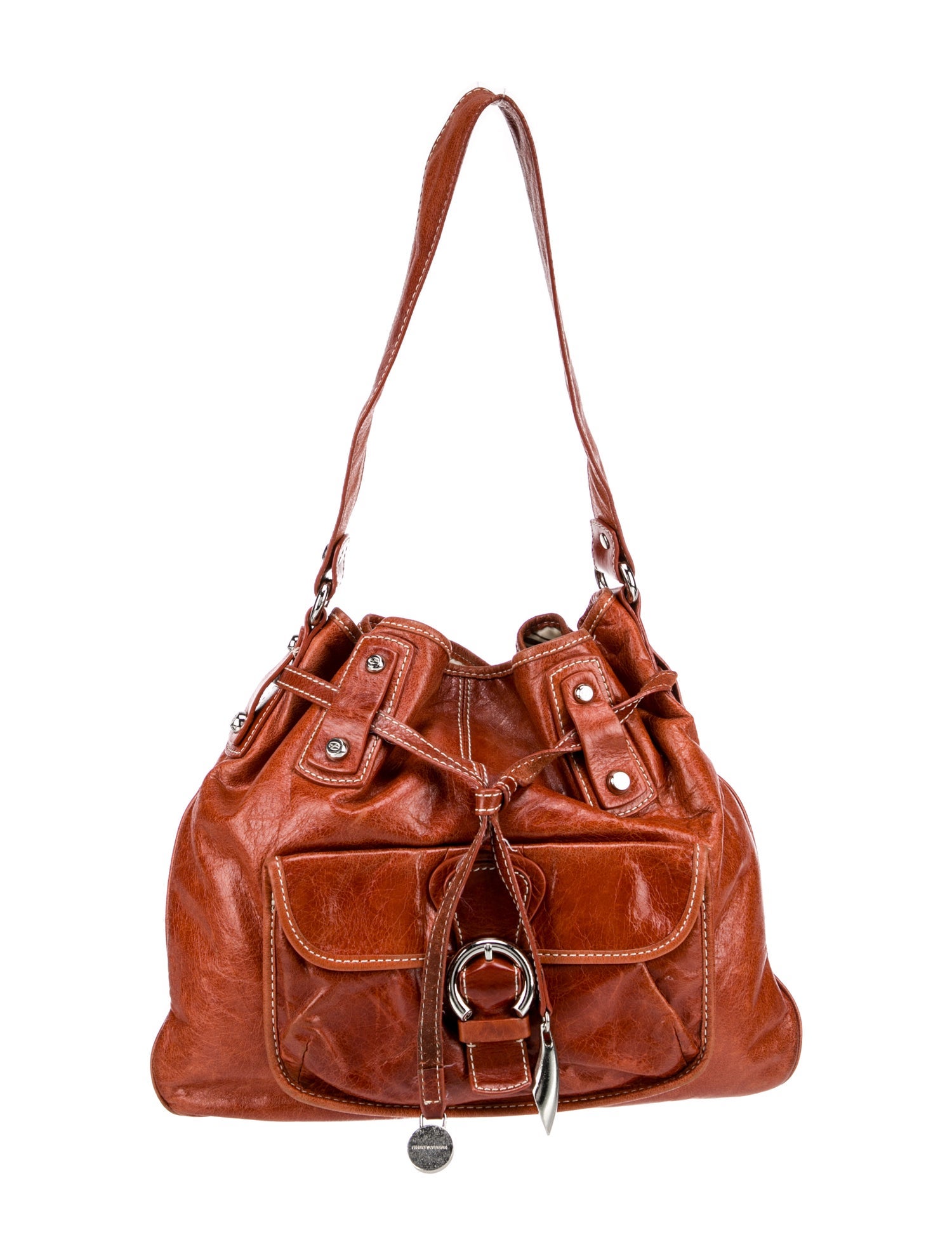 Francesco Biasia Leather Shoulder Bag - Brown Shoulder Bags, Handbags ...