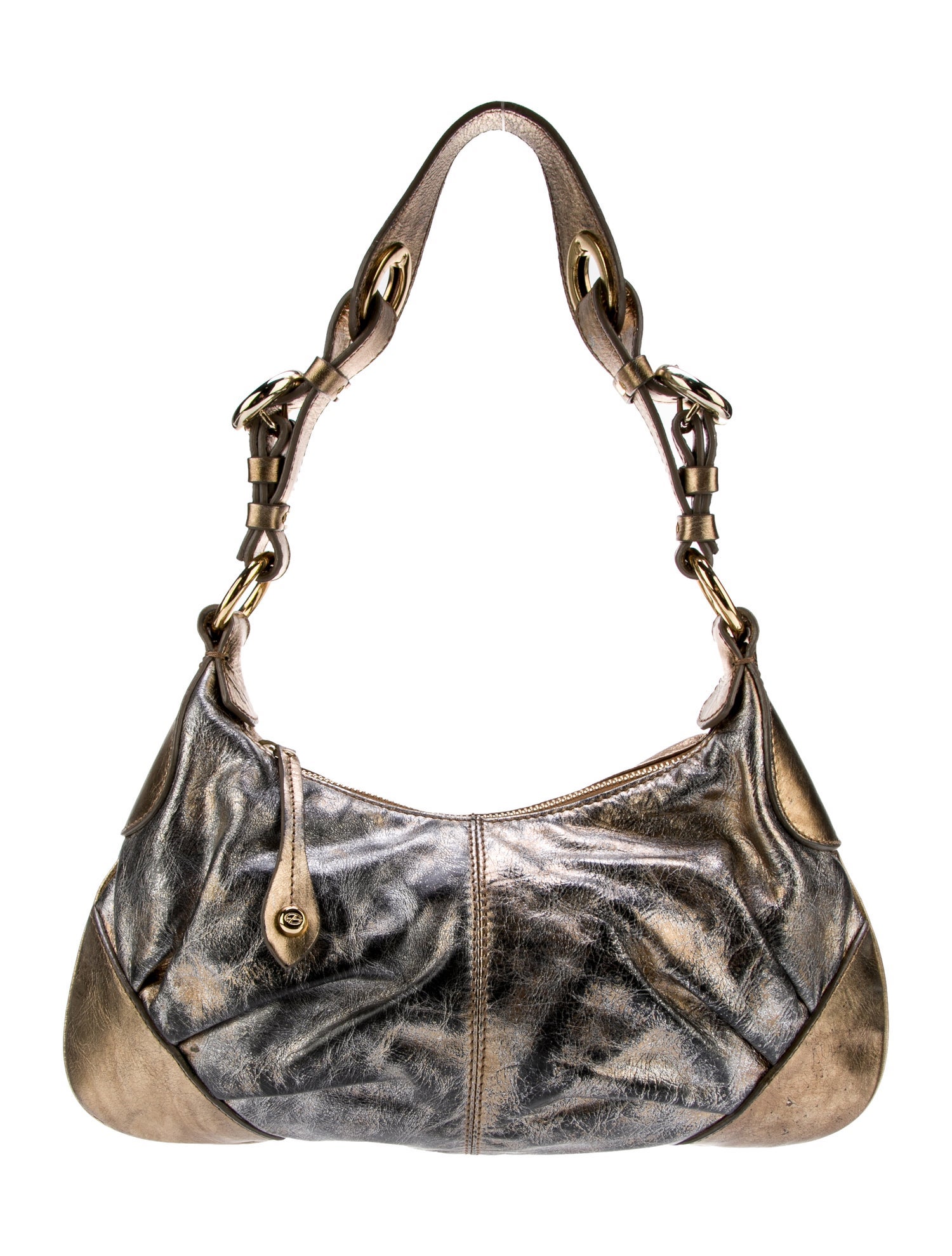 Francesco Biasia Leather Shoulder Bag - Metallic Shoulder Bags ...