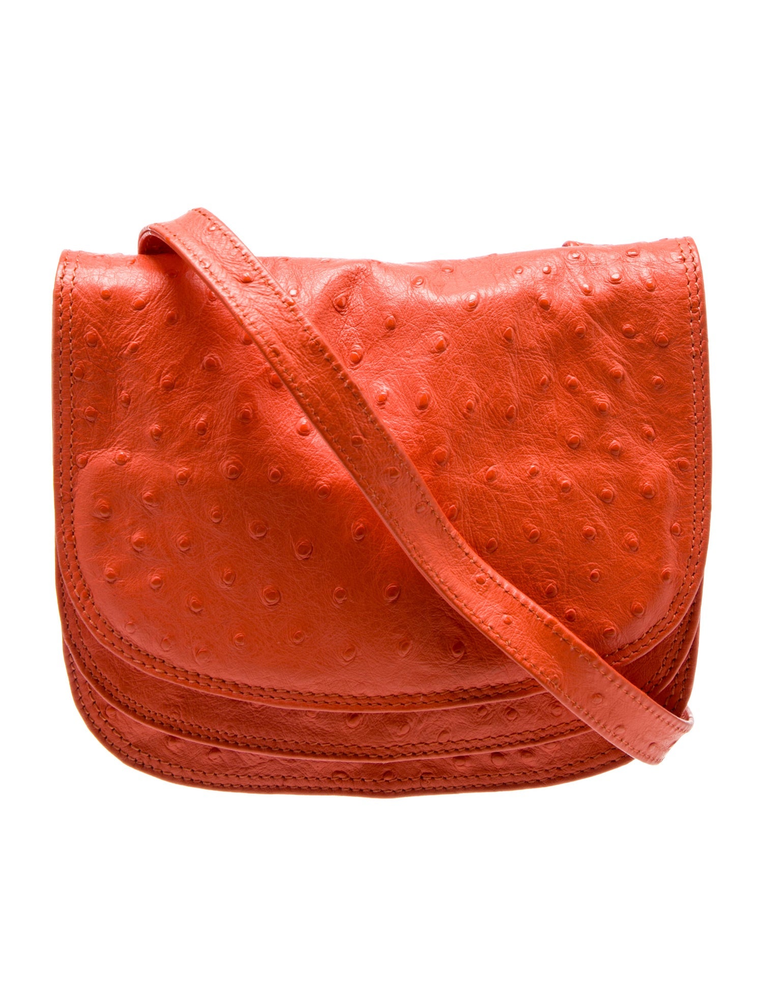 Francesco Biasia Ostrich Messenger Bag - Orange Crossbody Bags ...