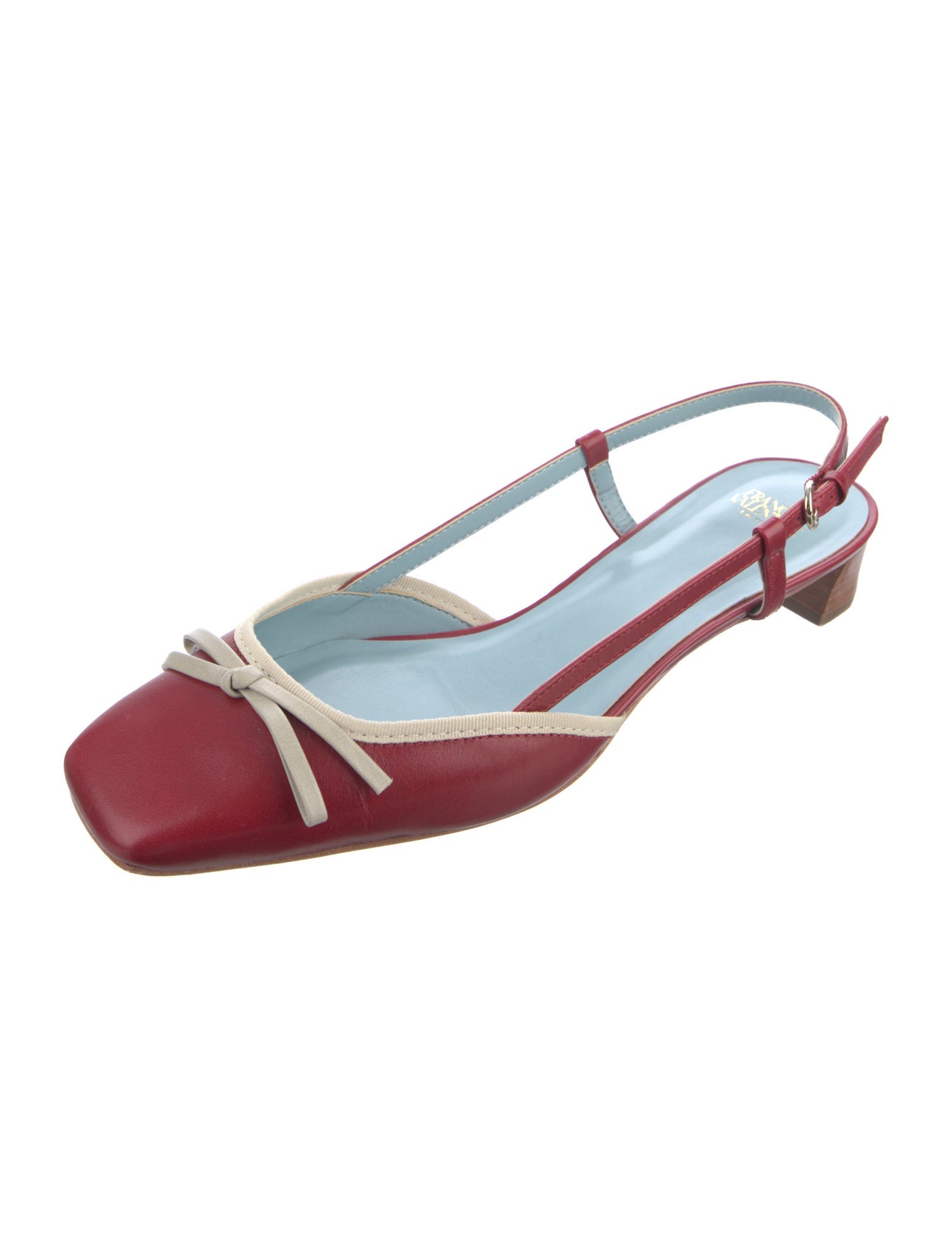 Frances Valentine Leather Colorblock Pattern Slingback Pumps - Red ...