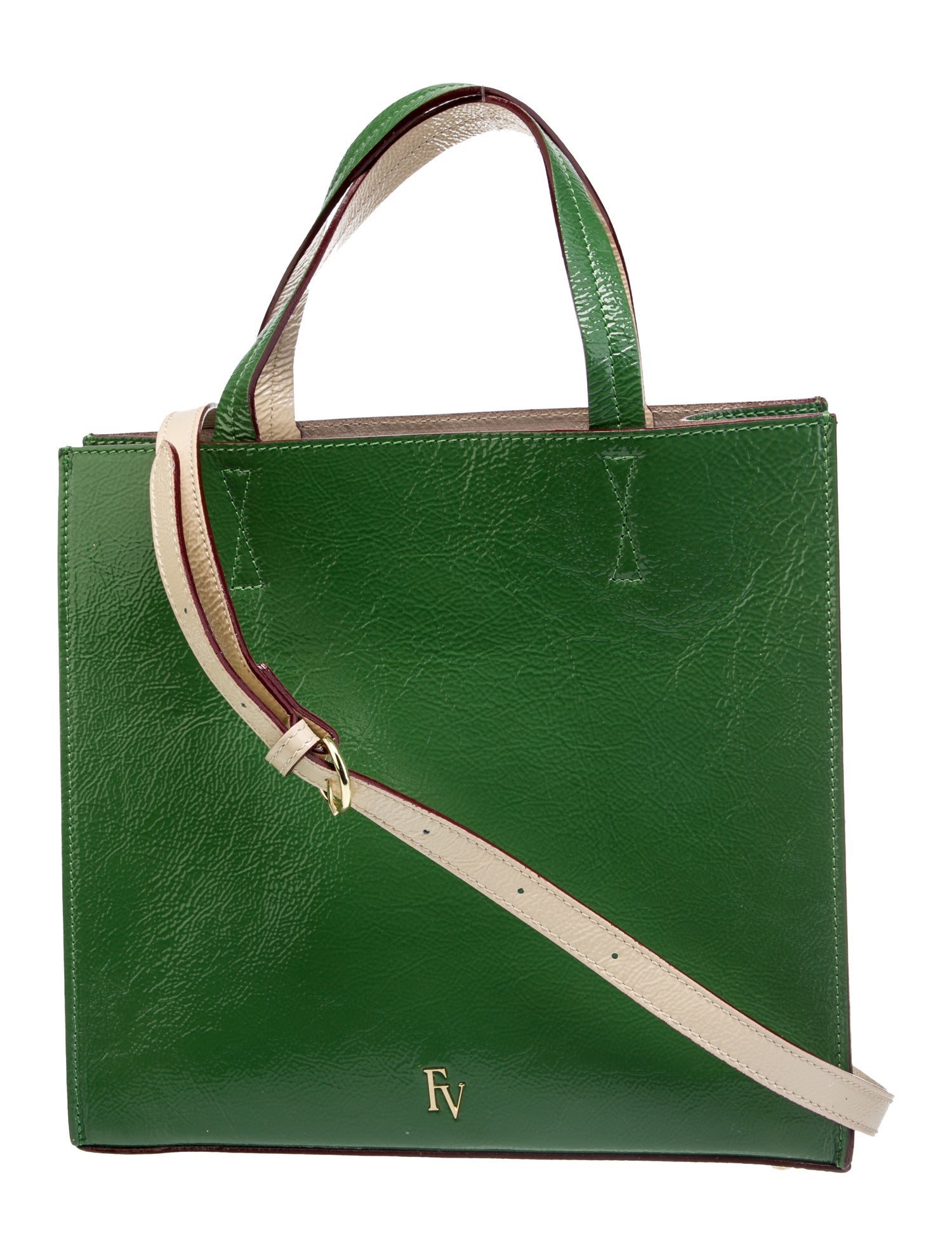 Frances Valentine Patent Leather Top Handle Bag - Green Handle Bags ...