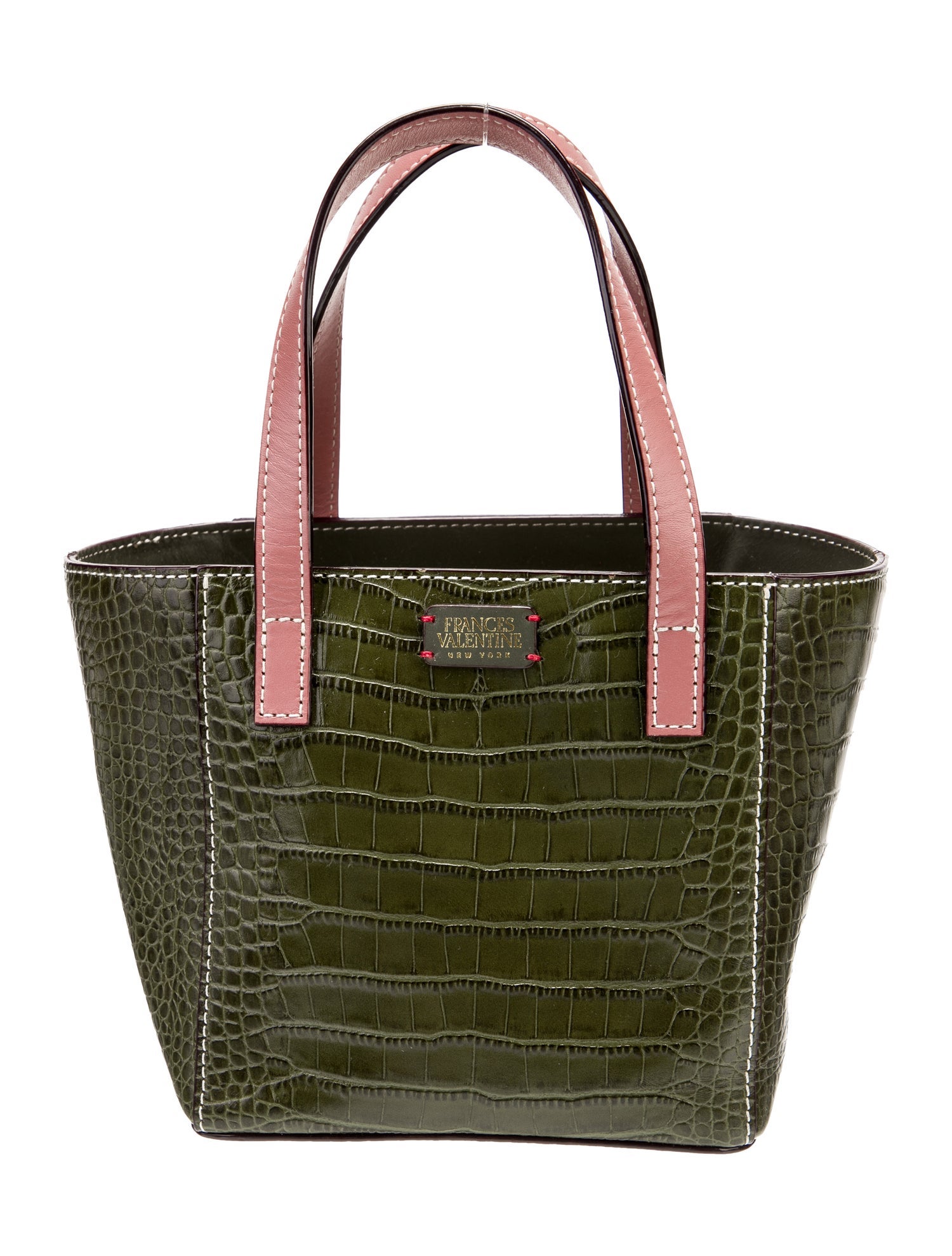 Frances Valentine Embossed Leather Top Handle Bag - Green Handle Bags ...