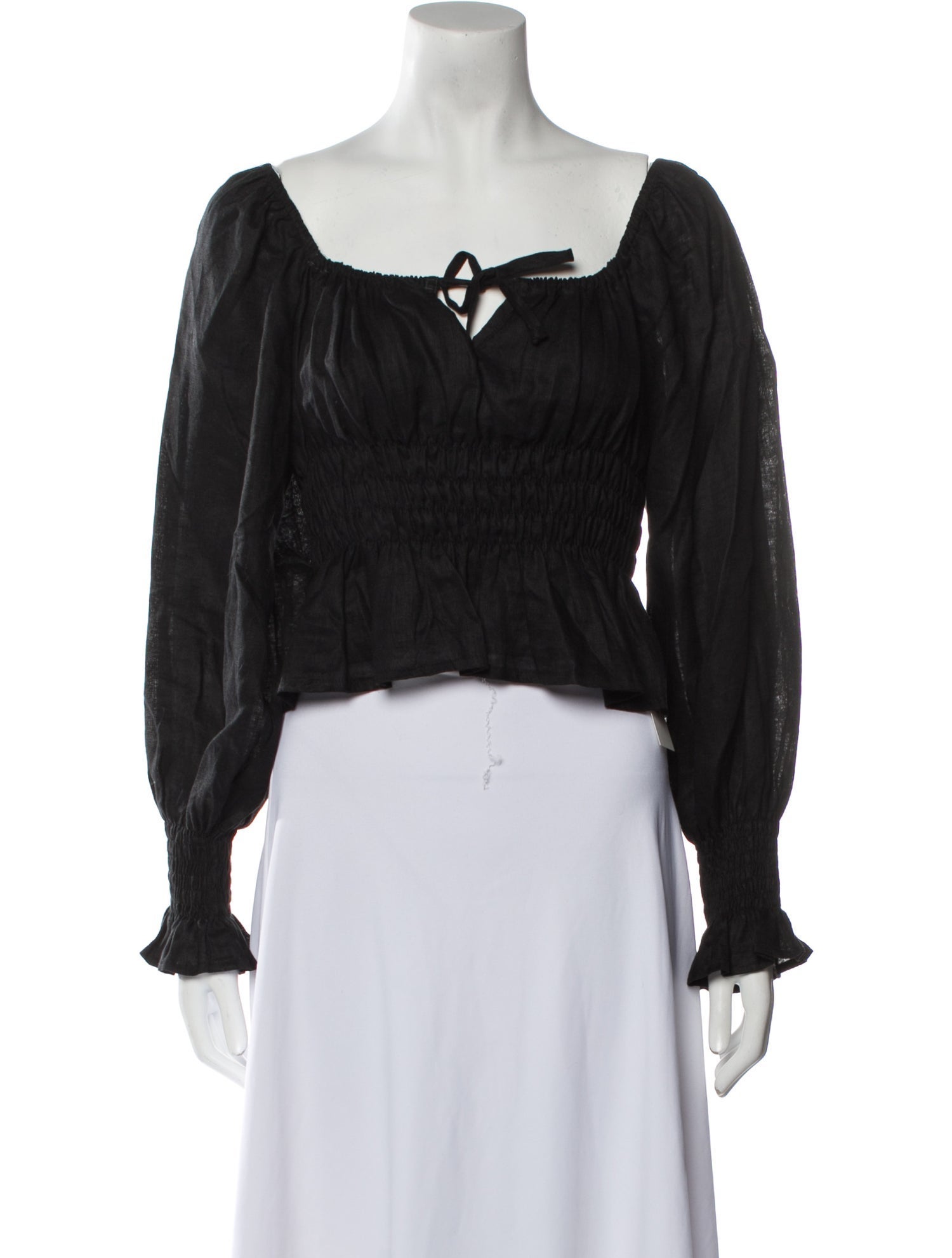 Faithfull The Brand Square Neckline Long Sleeve Crop Top - Black Tops ...