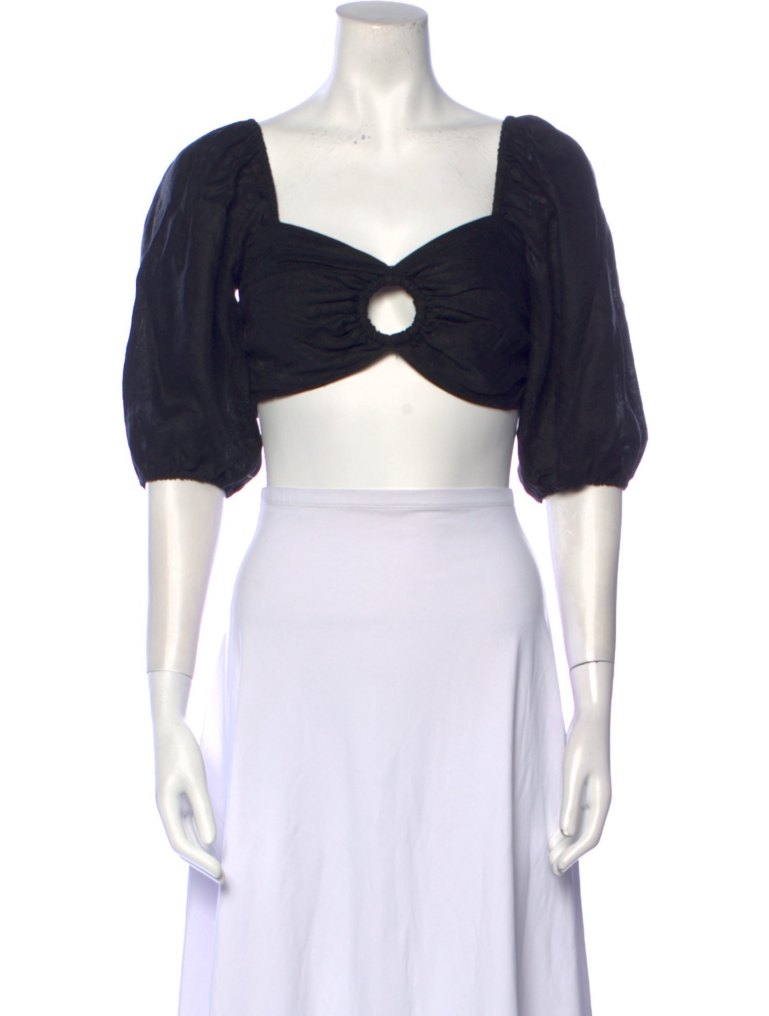 Faithfull The Brand Square Neckline Short Sleeve Crop Top - Black Tops ...