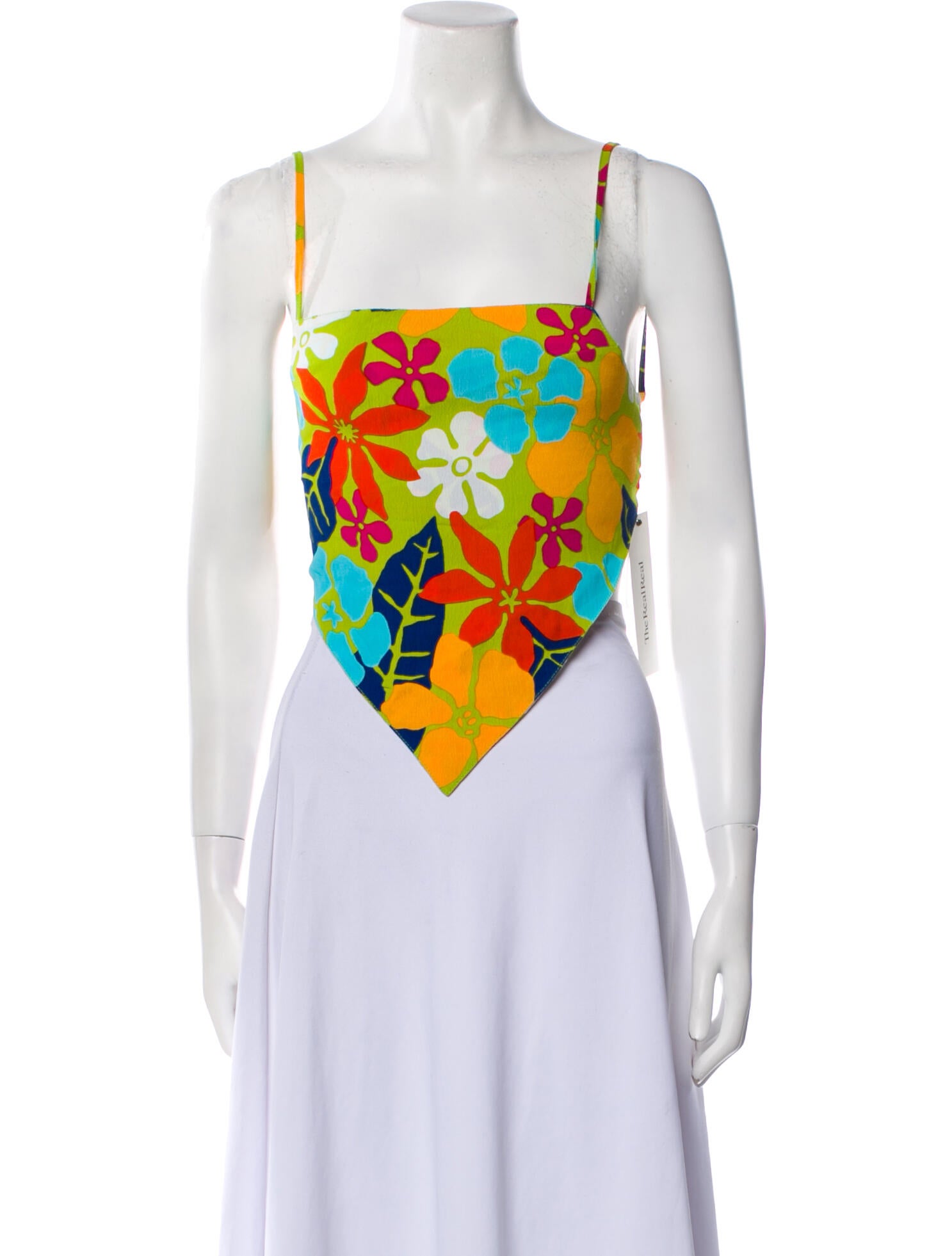 Faithfull The Brand Printed Square Neckline Crop Top w/ Tags - White ...